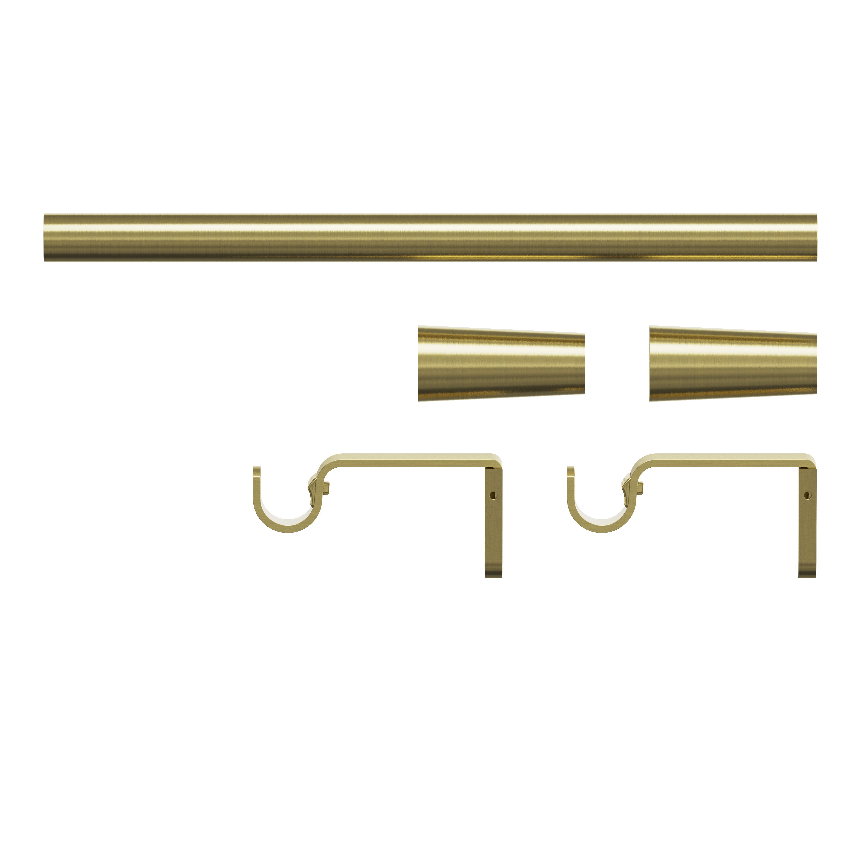 GoodHome Elasa Satin Brass effect Extendable Cone Single curtain pole ...