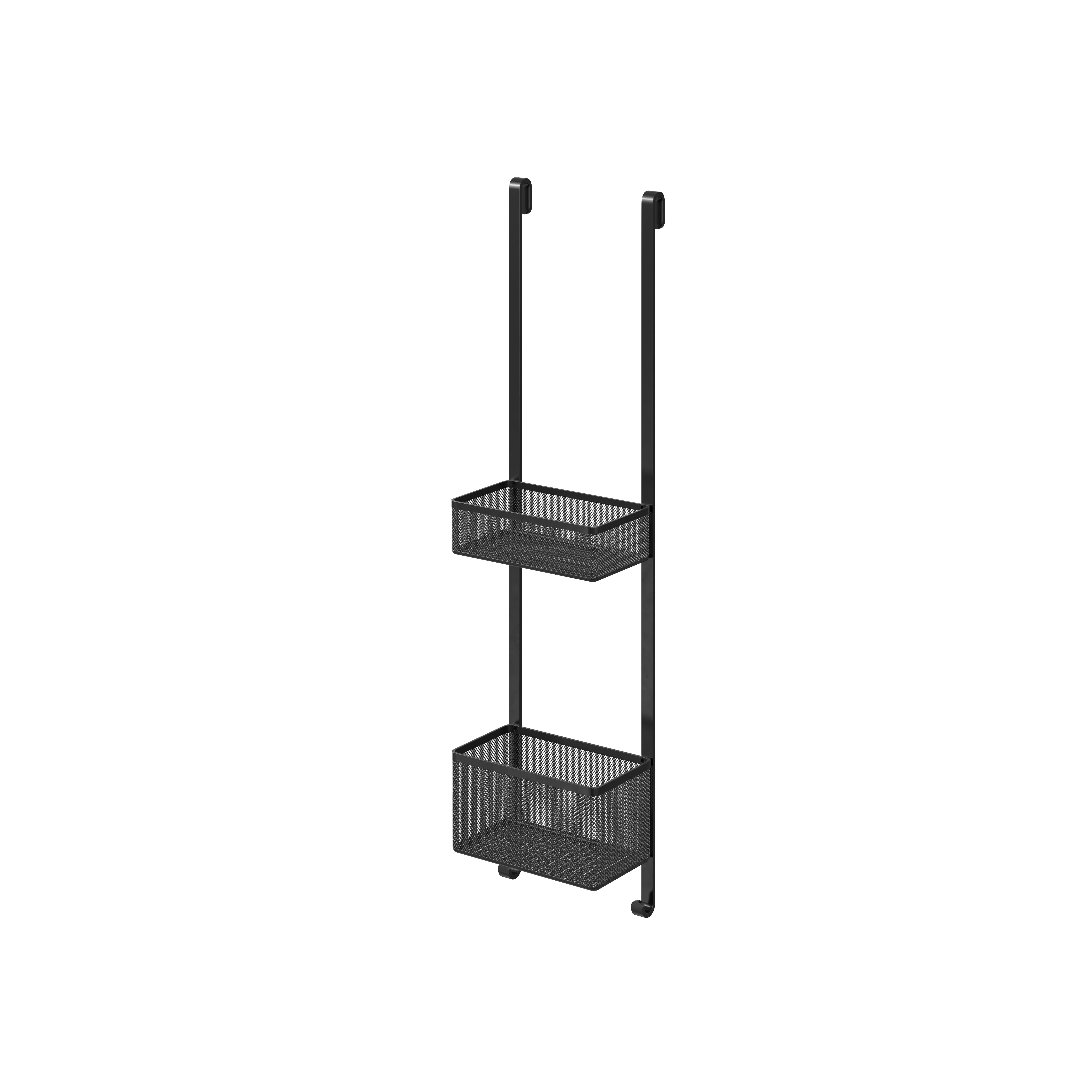 GoodHome Elland Black Steel 2 compartments Hook over shower caddy (W)20.2cm