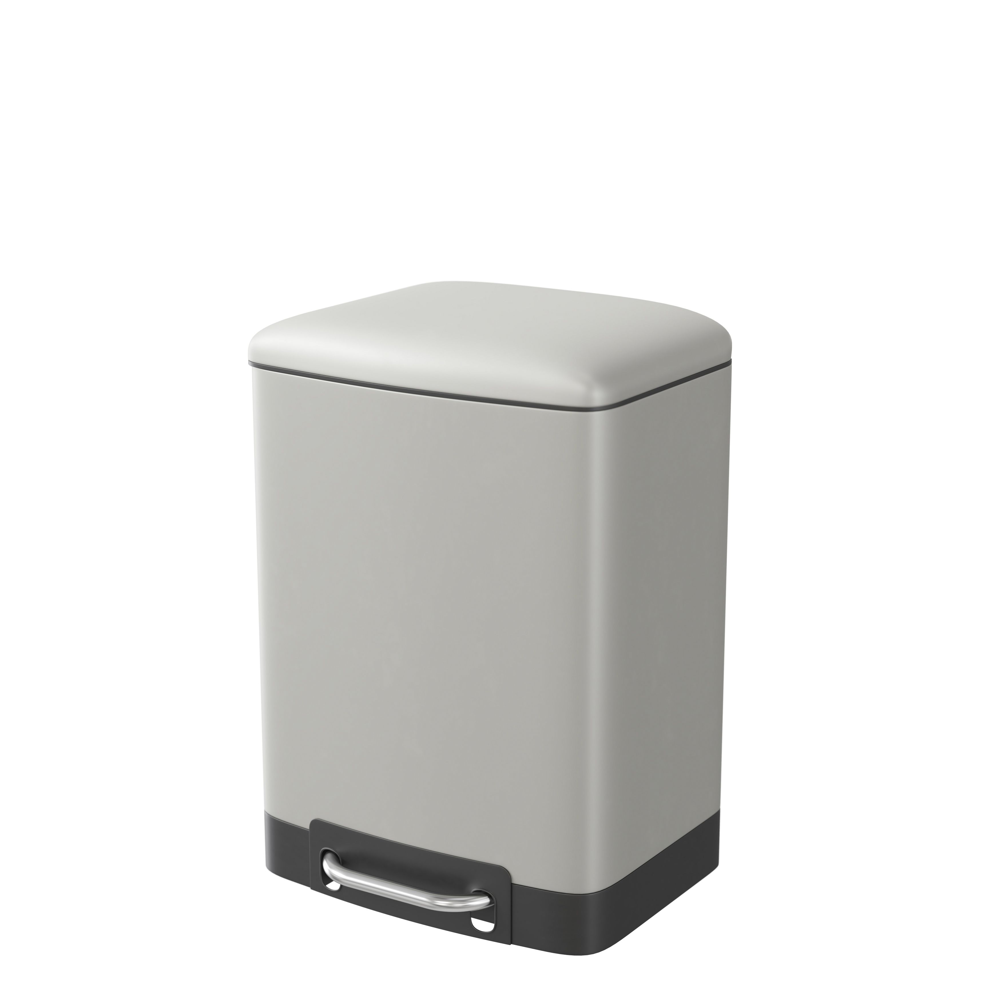 GoodHome Elland Vapor grey Steel Rectangular Bathroom Pedal Bin, 5L ...