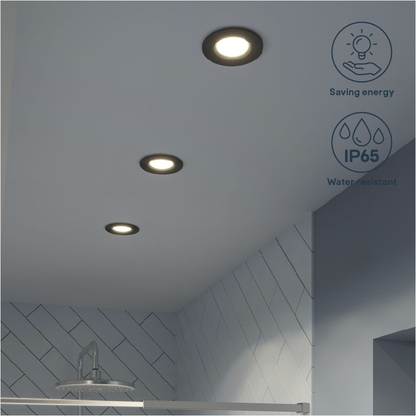 GoodHome Etana Black Non-adjustable LED Neutral white Downlight 4.7W ...