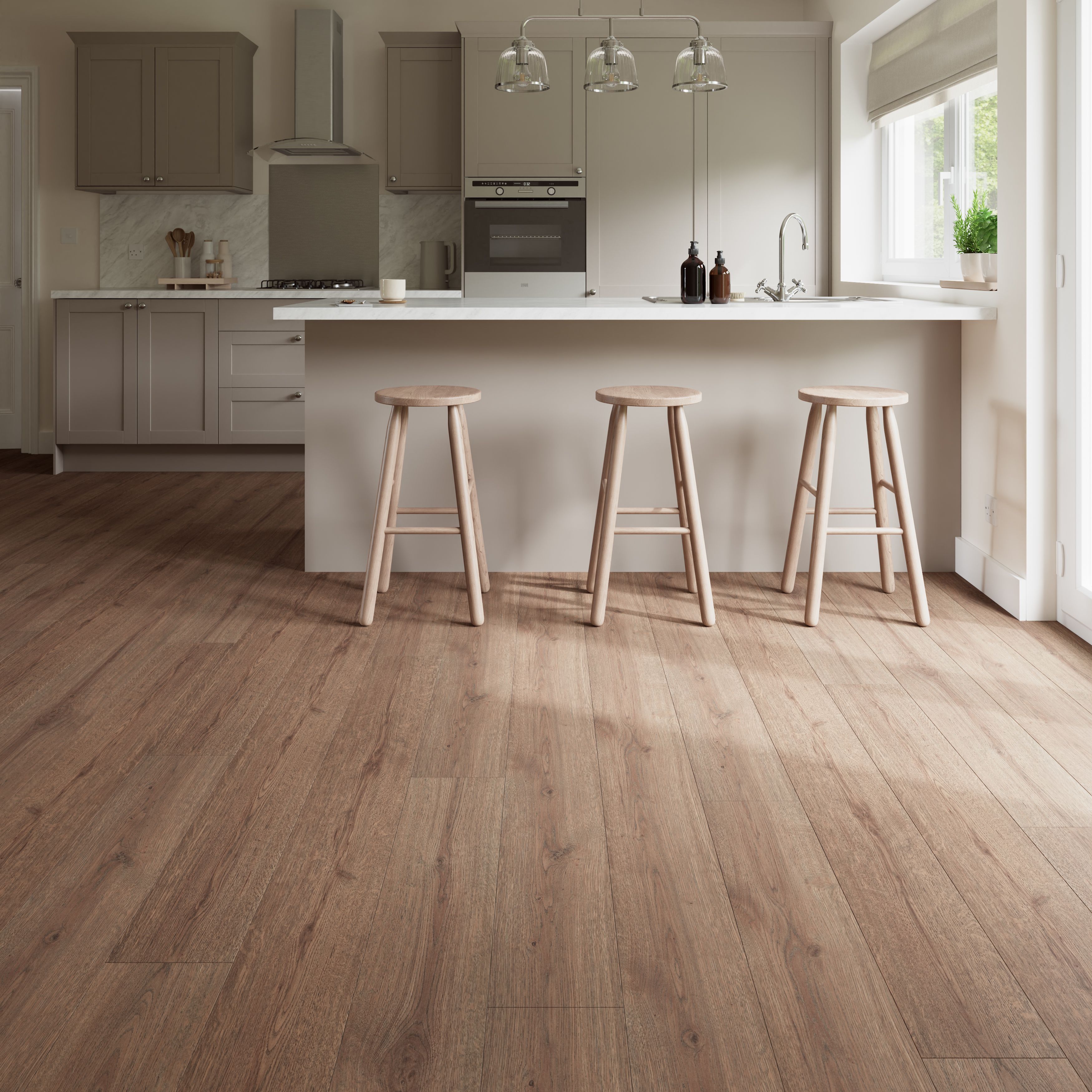 GoodHome Faversham Natural oak effect Structured Laminate Flooring, 1.99m²