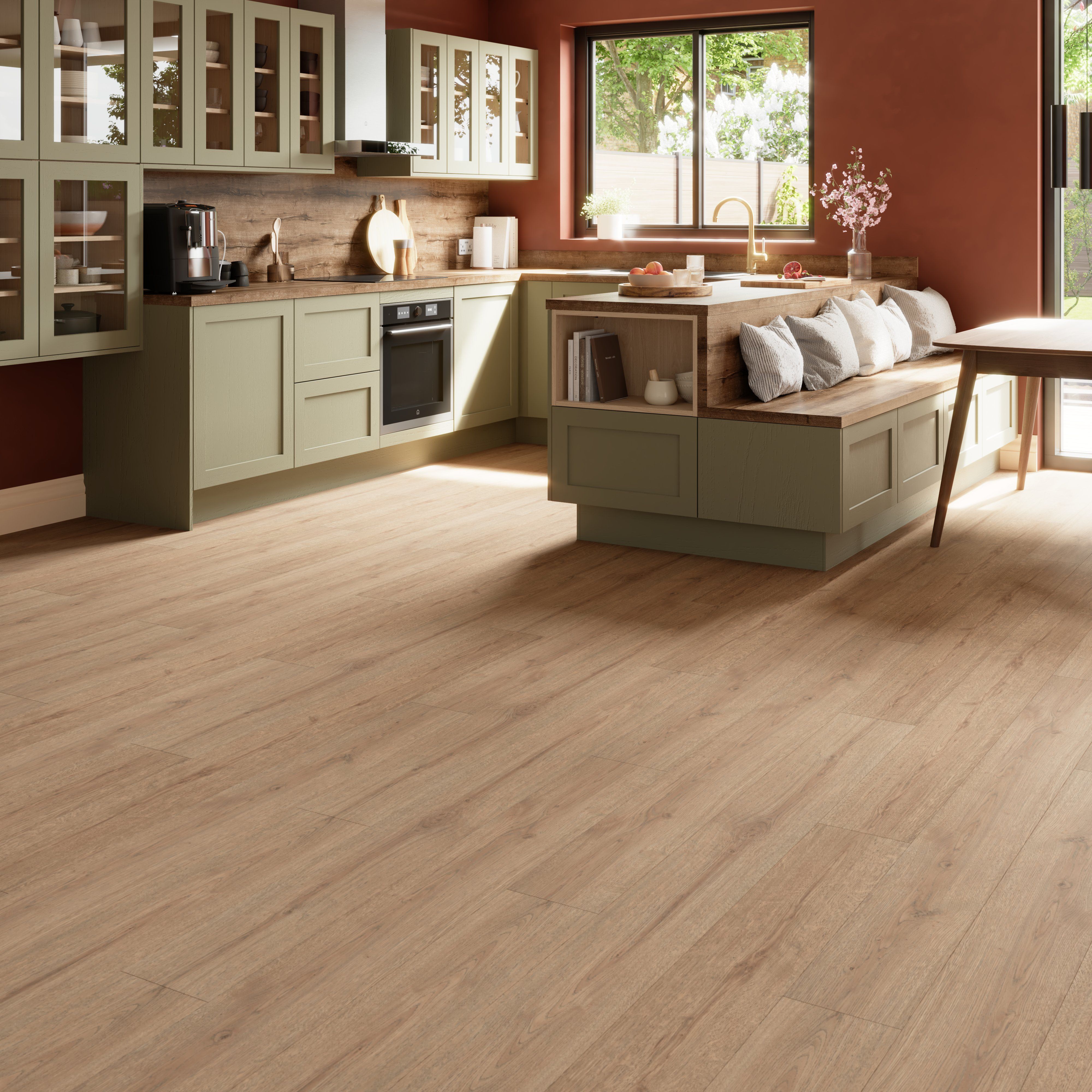 GoodHome Faversham Natural oak effect Structured Laminate Flooring Sample