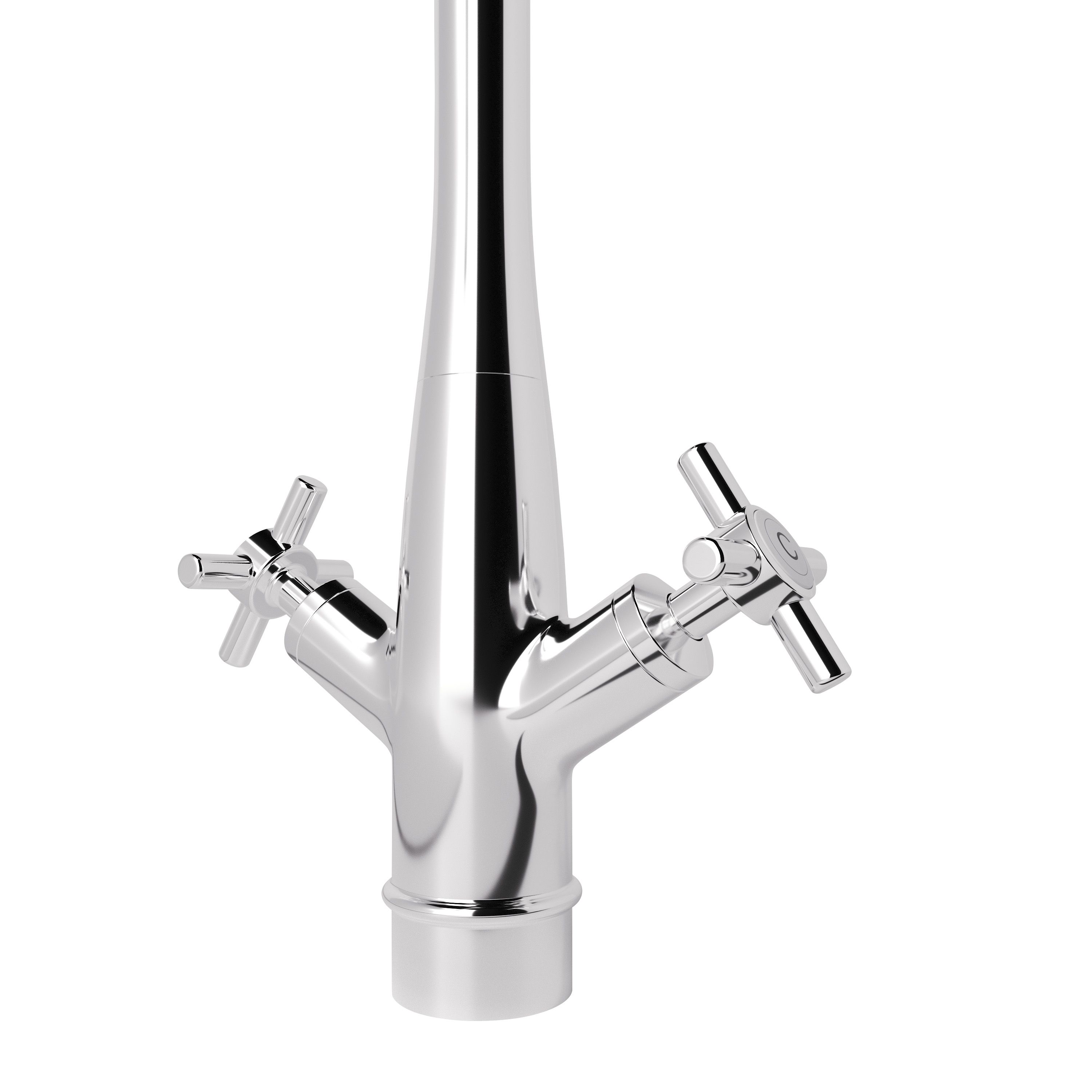 GoodHome Filbert Silver Chrome effect Kitchen Twin lever Tap