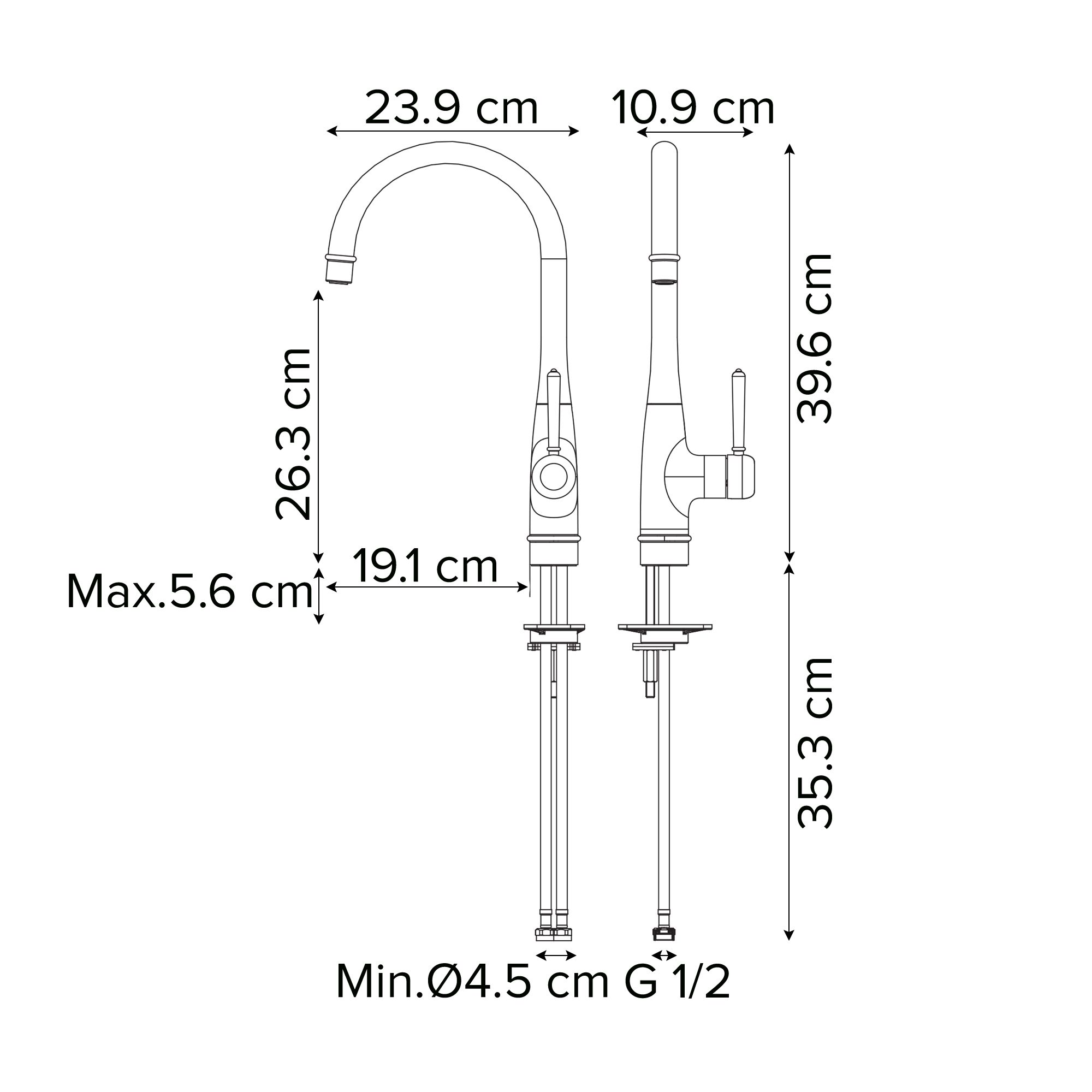GoodHome Filbert Stainless steel effect Kitchen Side lever Tap