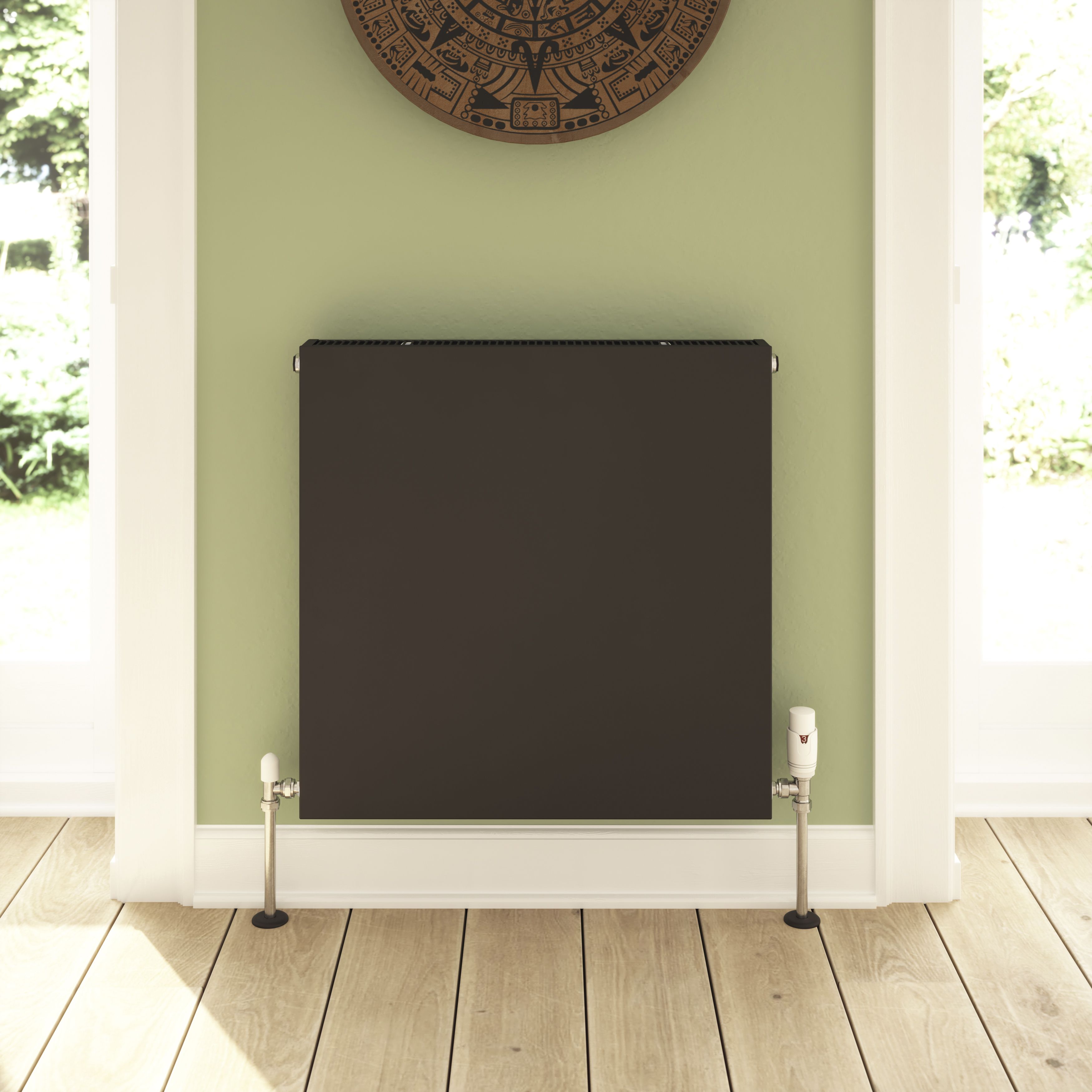 GoodHome Flat Black Type 11 Single Panel Radiator, (W)600mm x (H)600mm