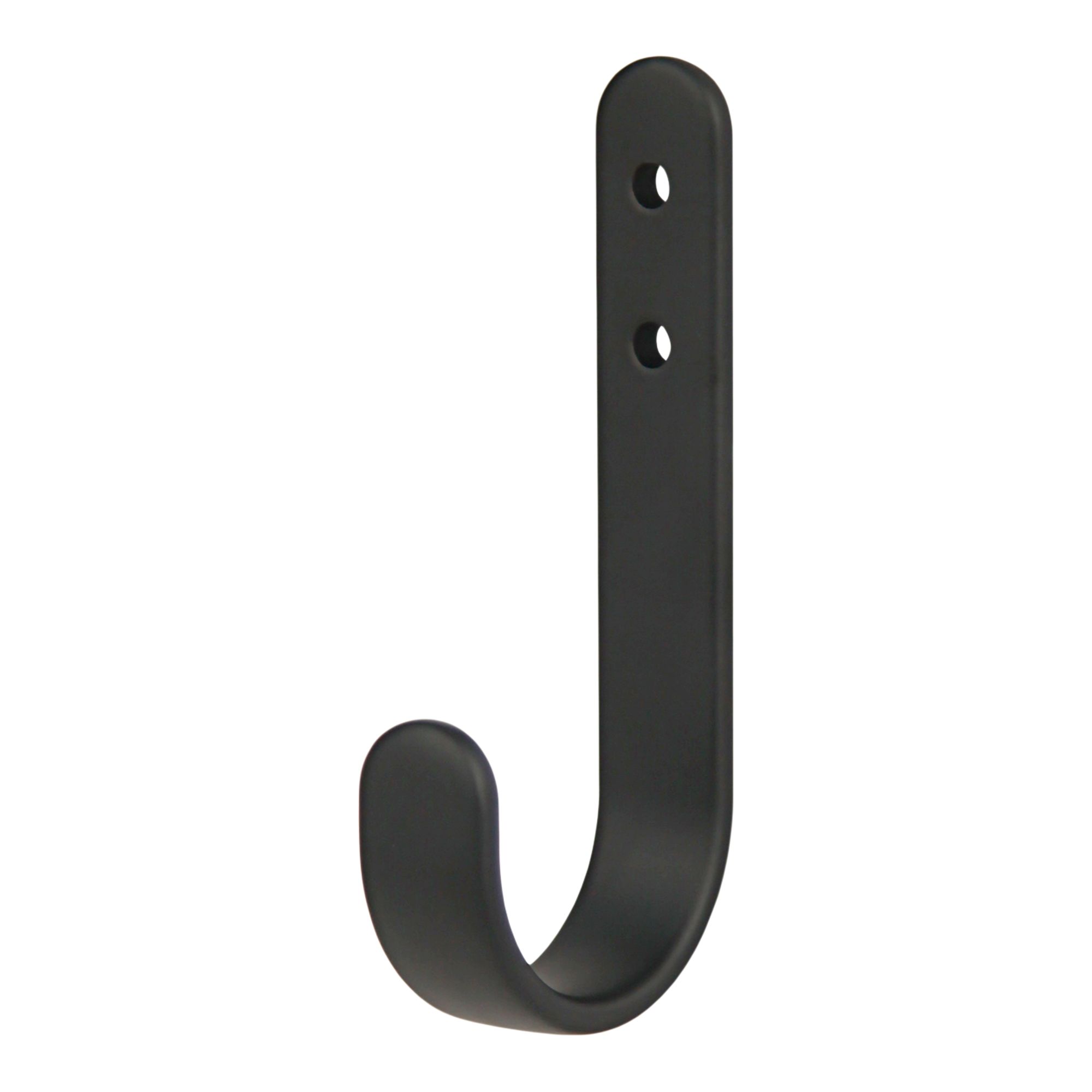 GoodHome Flat Profile Black Zinc alloy Wall-mounted J-shaped Single ...