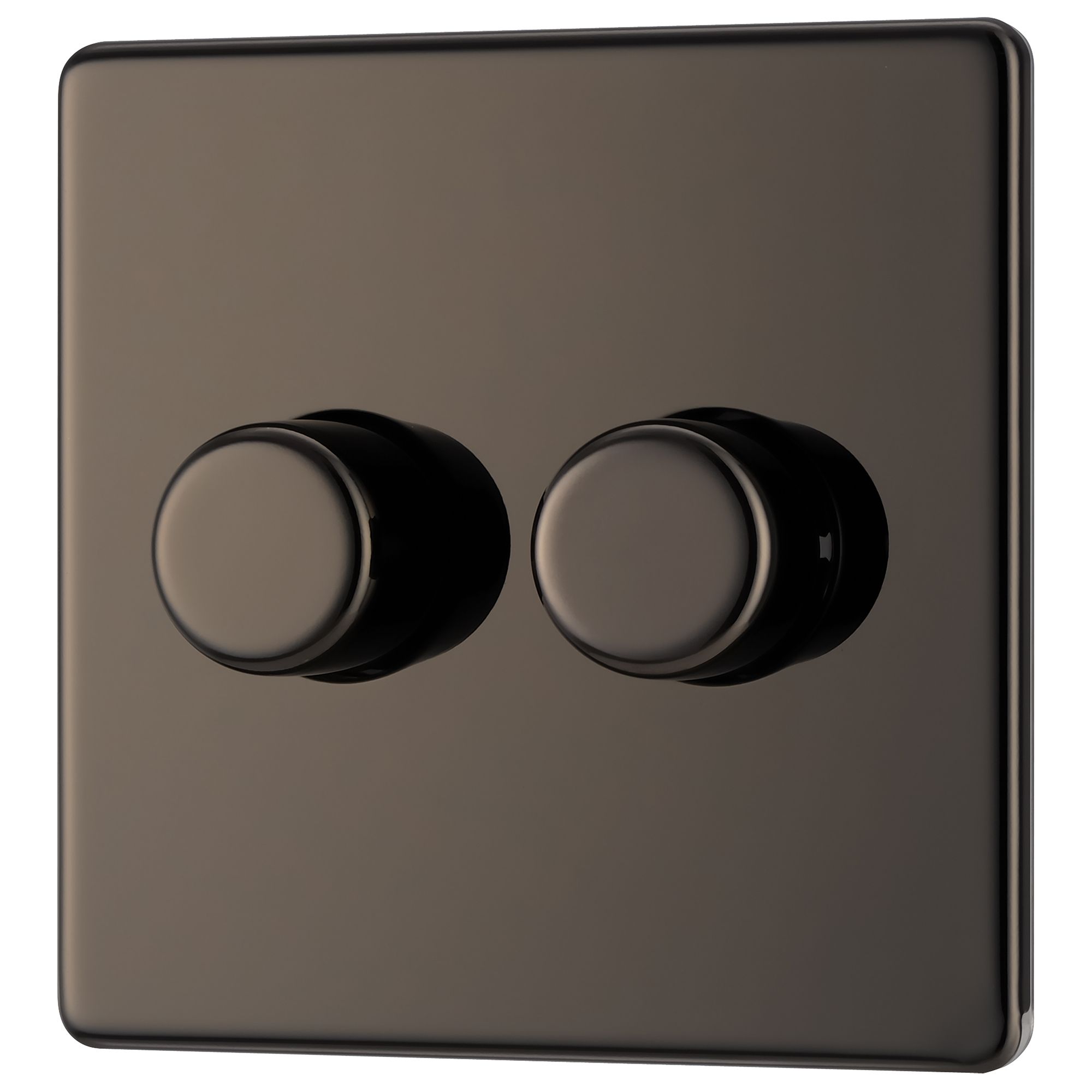 GoodHome Flat profile Double 2 way 200W Screwless Dimmer switch Black 2 ...