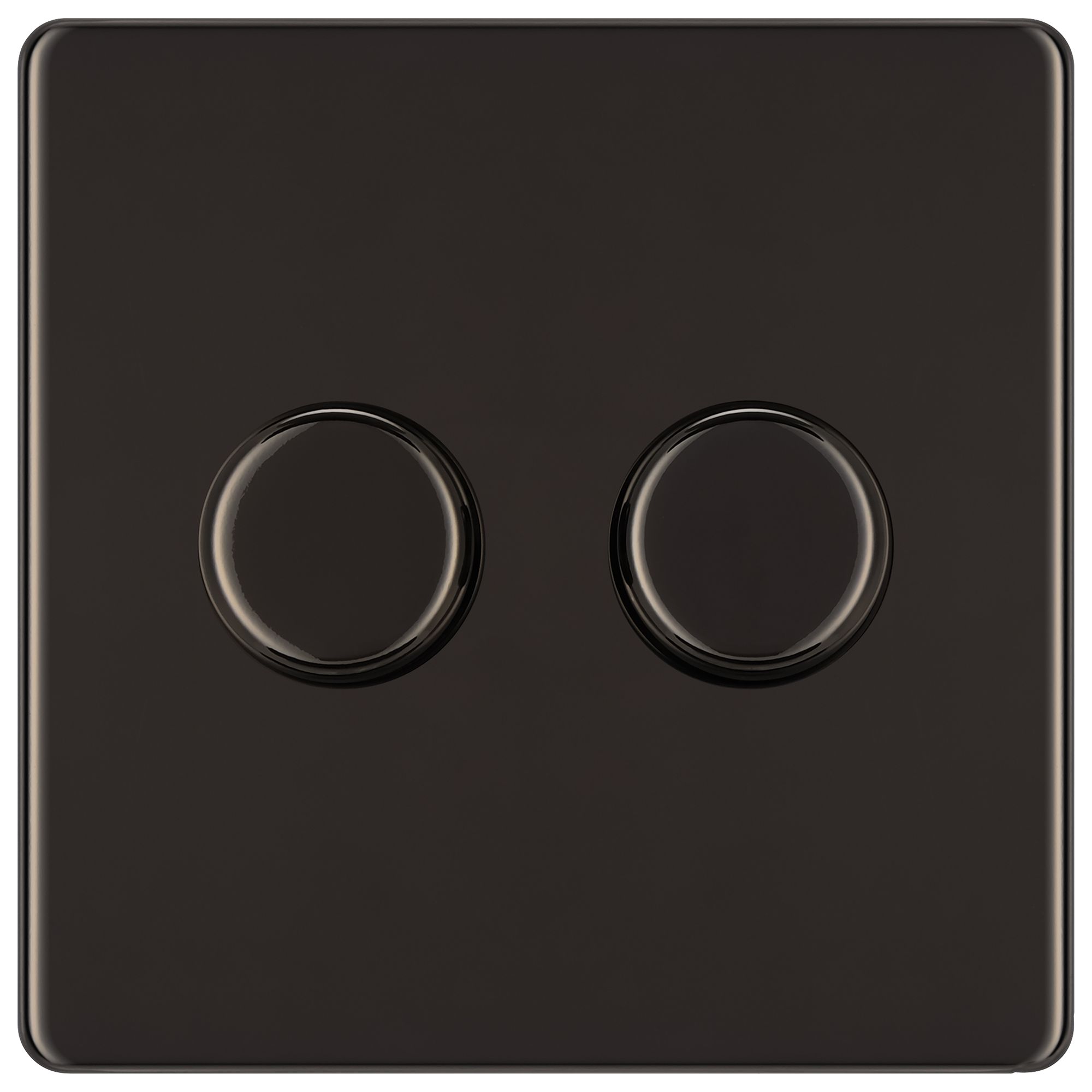 GoodHome Flat profile Double 2 way 200W Screwless Dimmer switch Black 2 ...