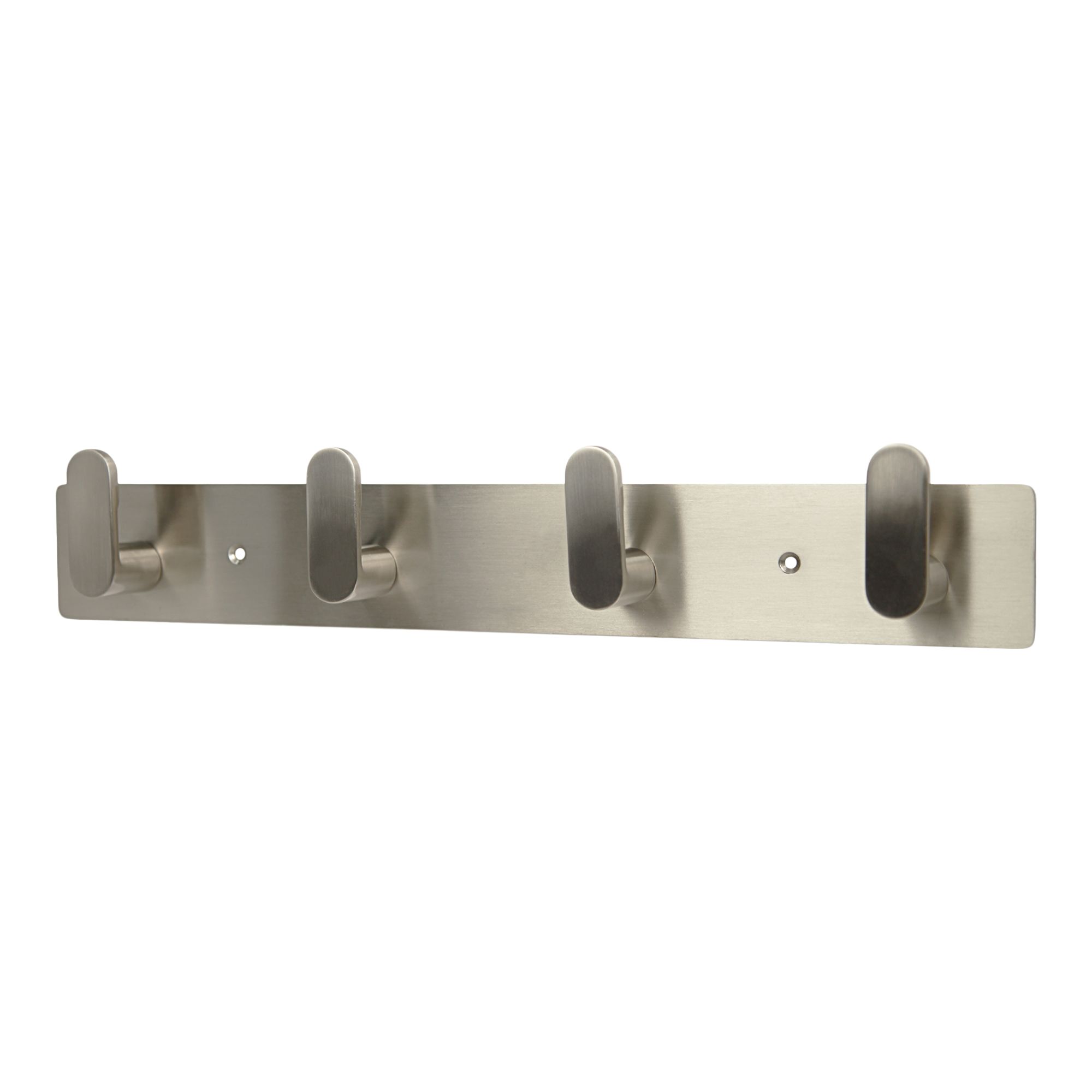 GoodHome Flat Profile Satin Grey Nickel effect Stainless steel 4 Hook ...
