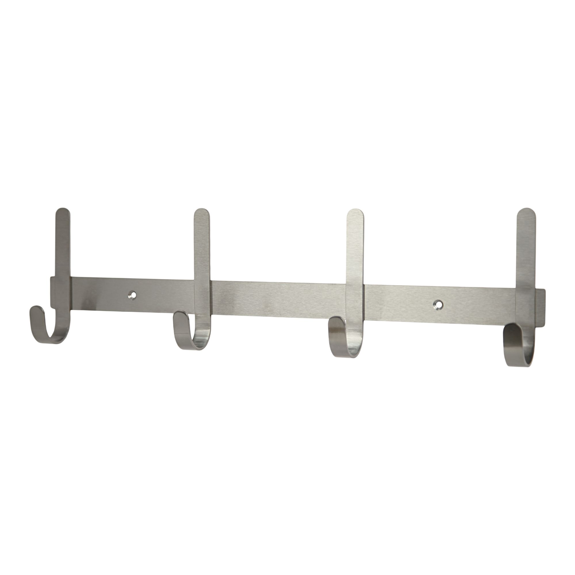 GoodHome Flat Profile Satin Grey Nickel effect Stainless steel 4 Hook ...