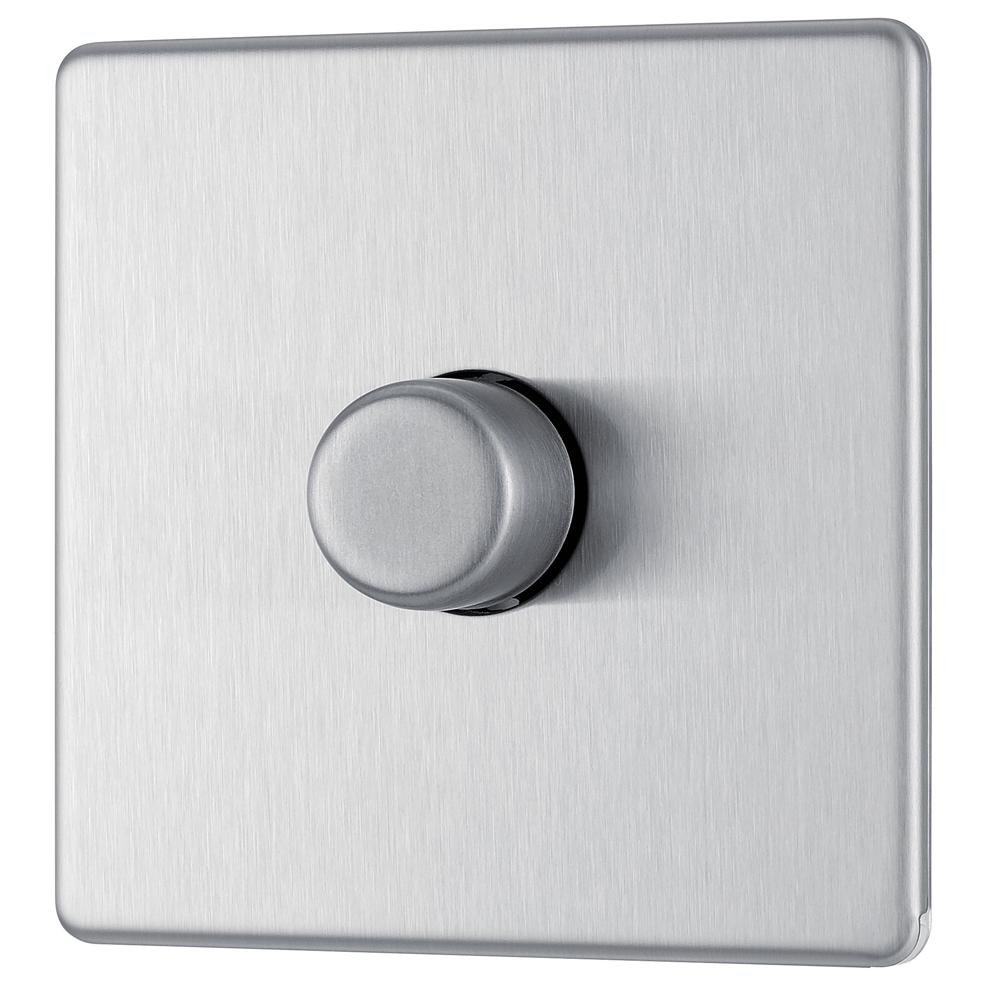 GoodHome Flat profile Single 2 way 200W Screwless Dimmer switch Silver ...