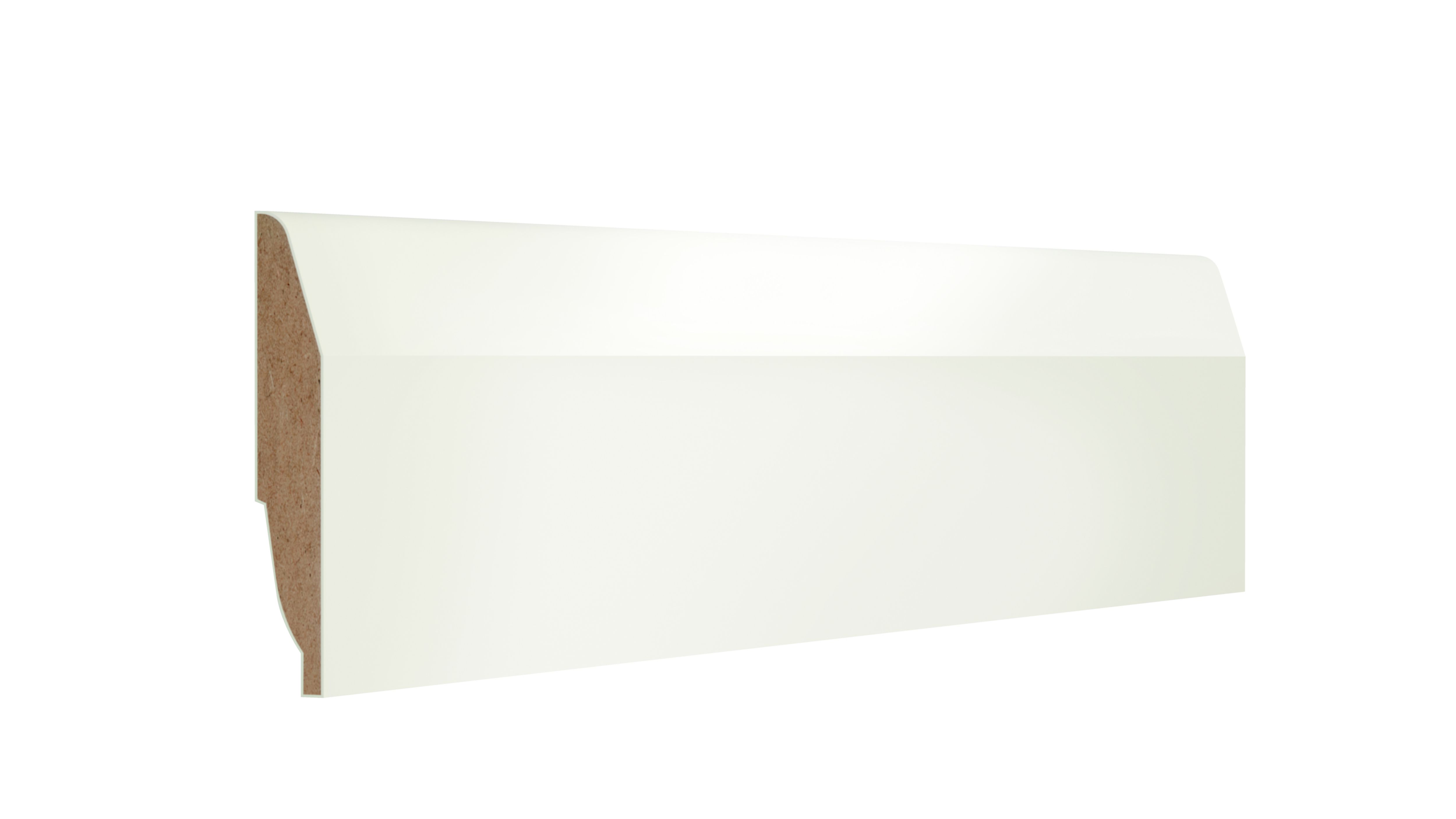 GoodHome Fully finished White MDF Chamfered & ovolo Skirting board (L ...