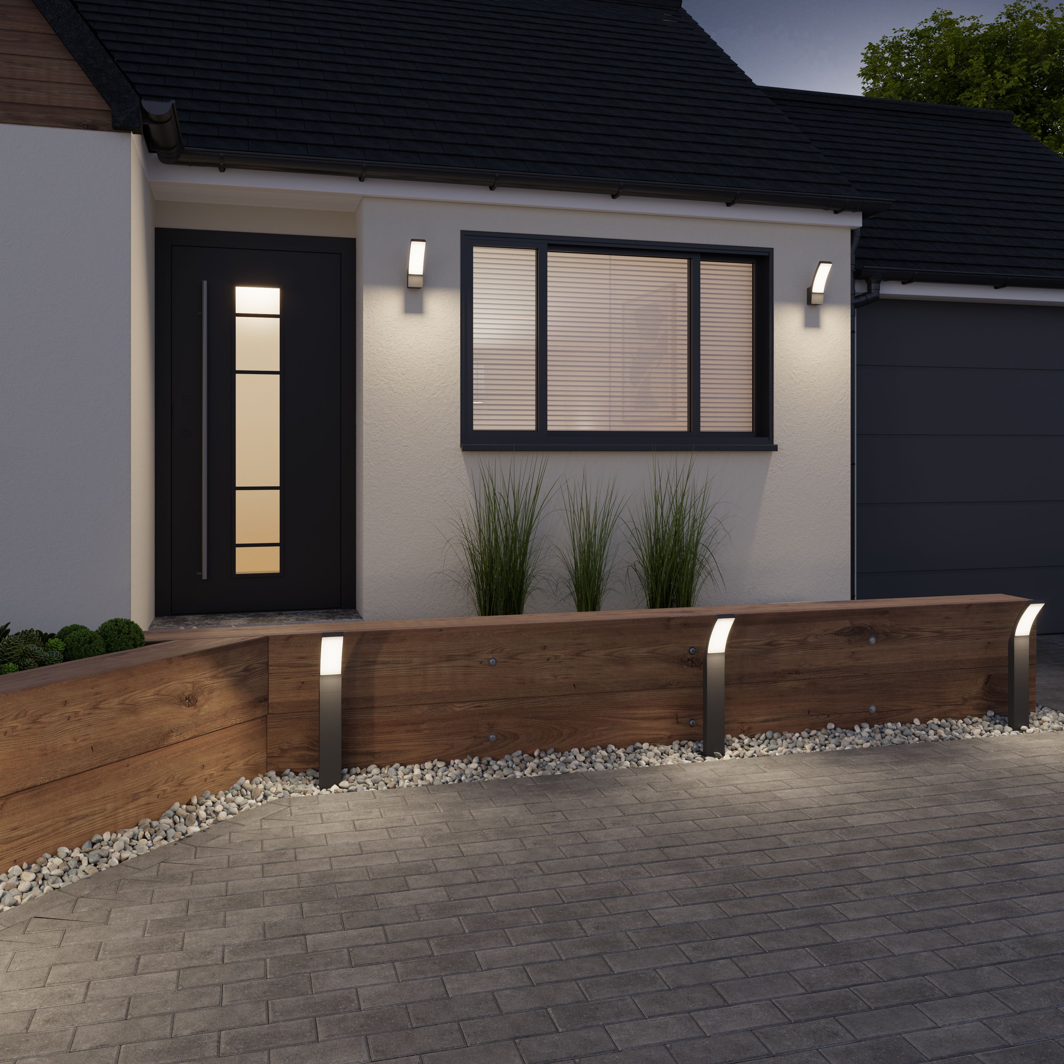 GoodHome Gambell Dark grey Mains-powered (wired) 1 lamp Integrated LED ...