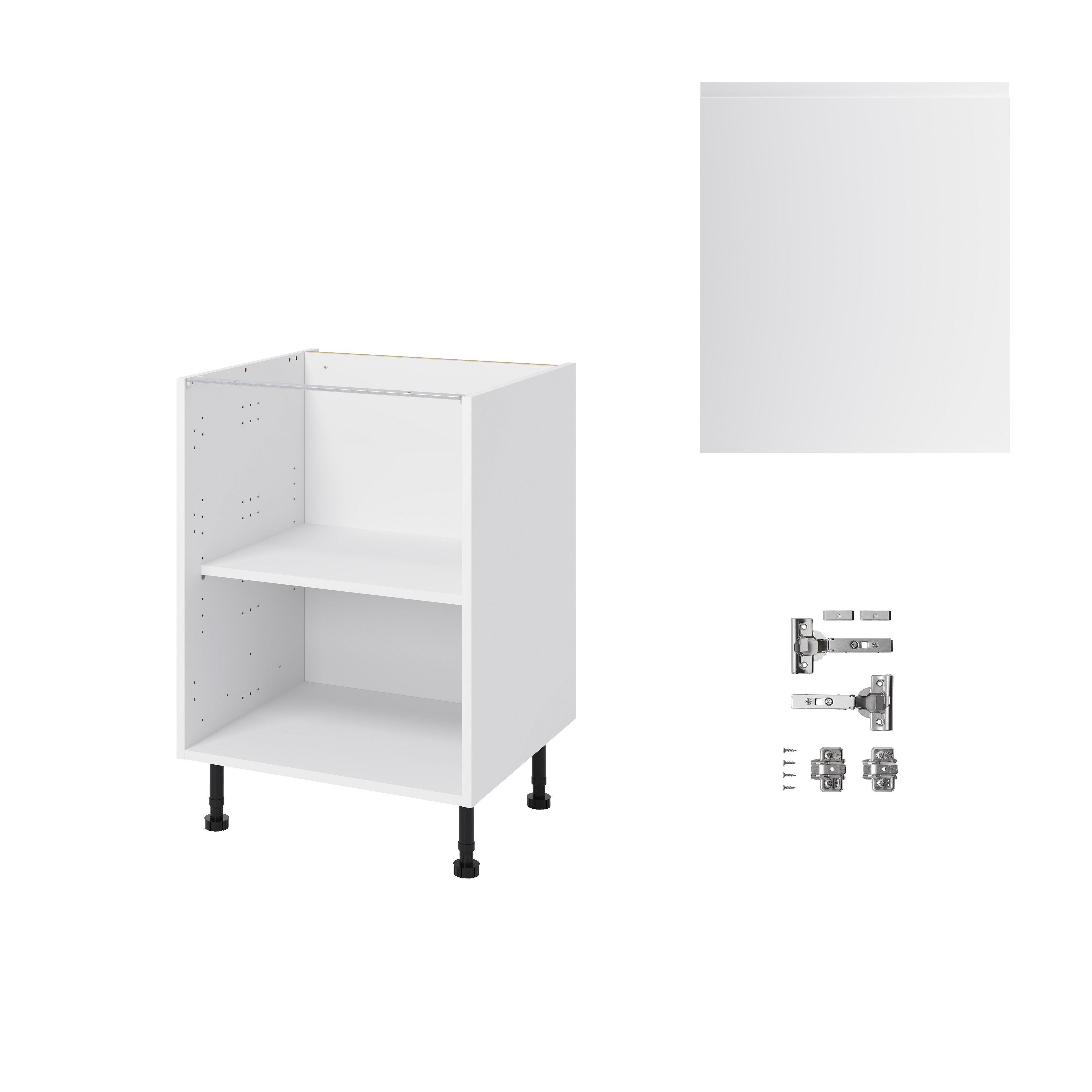 GoodHome Garcinia Gloss light grey Integrated handle Base Kitchen ...