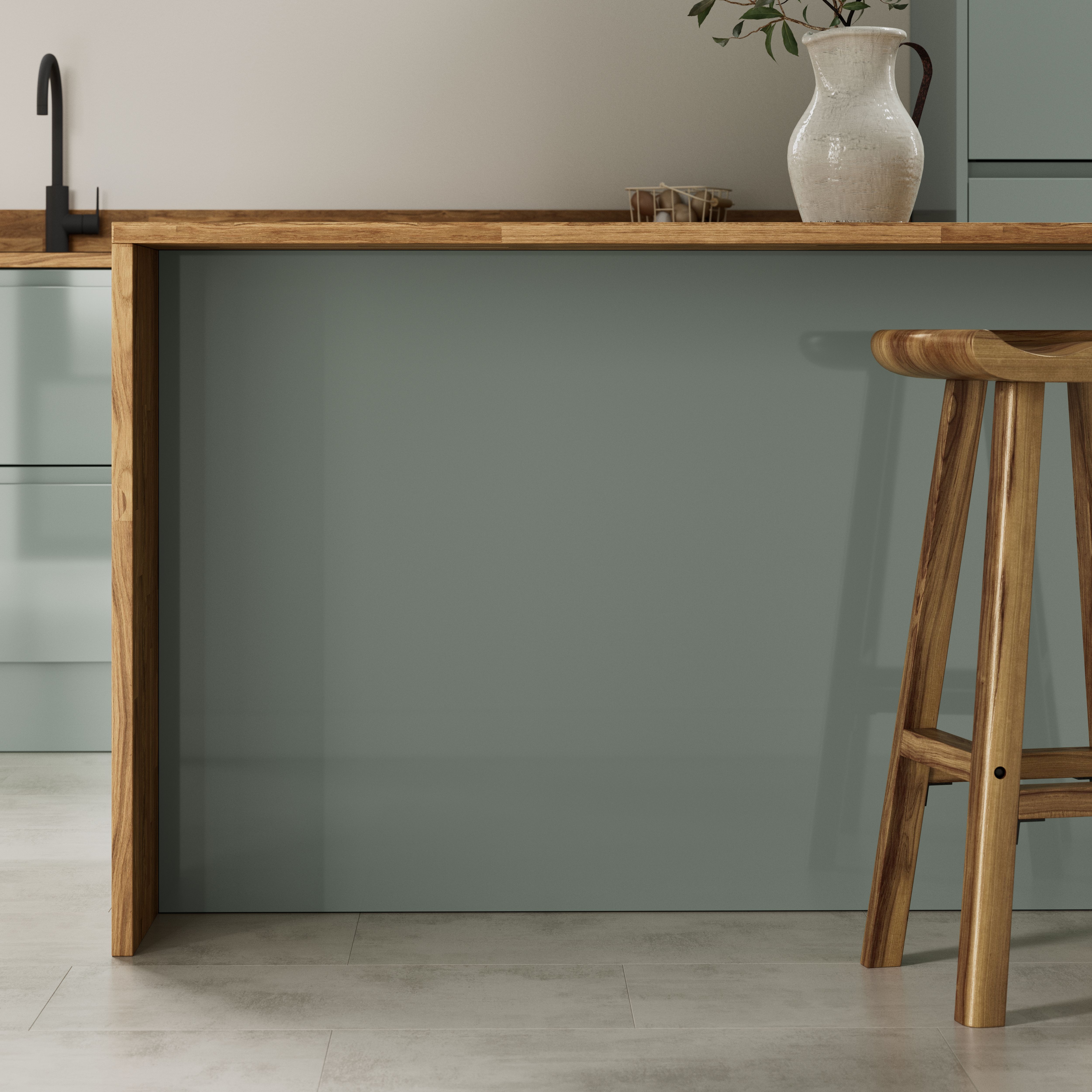 GoodHome Garcinia Gloss reed green Standard Breakfast bar back panel (H ...