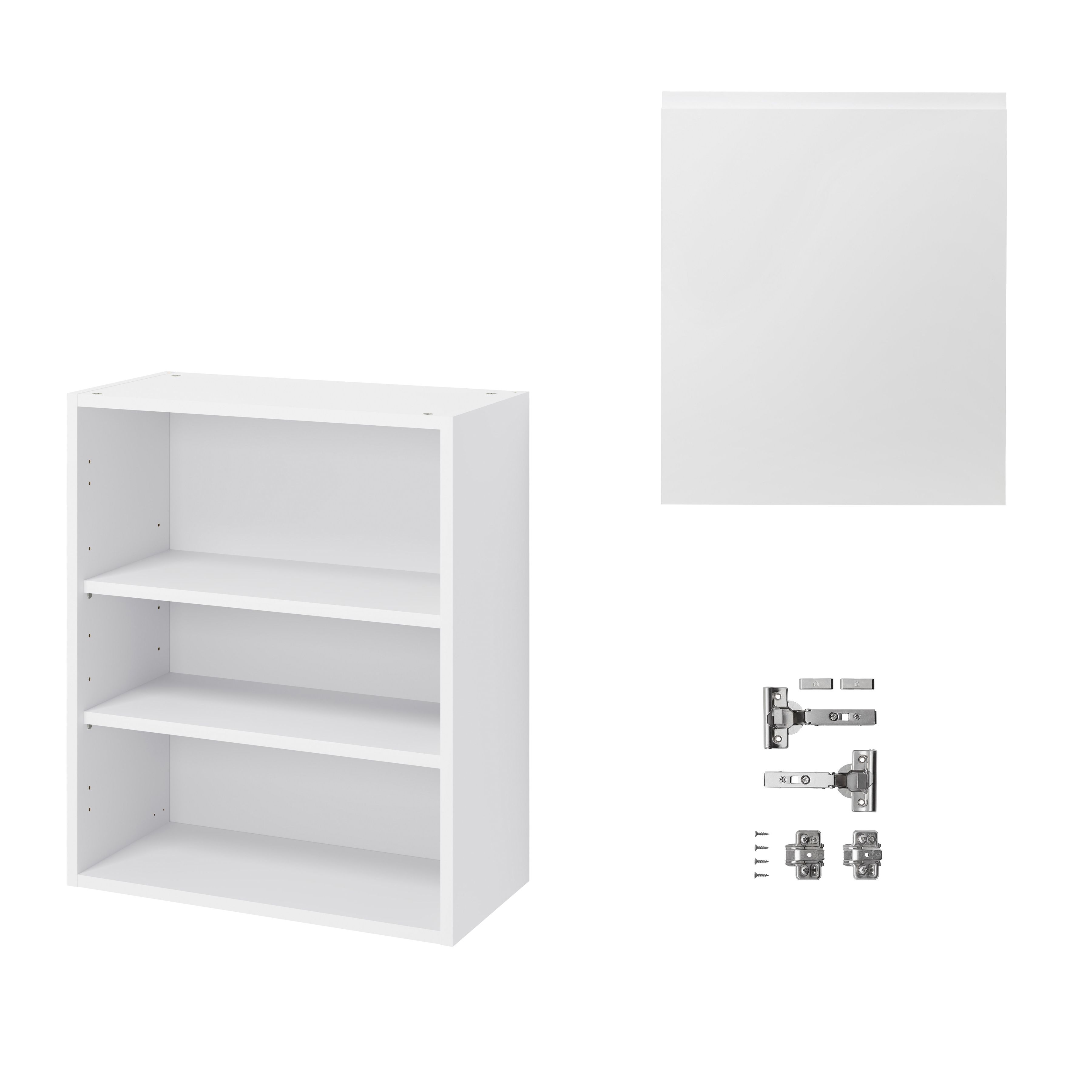 GoodHome Garcinia Gloss white integrated handle Wall Kitchen cabinet (W ...