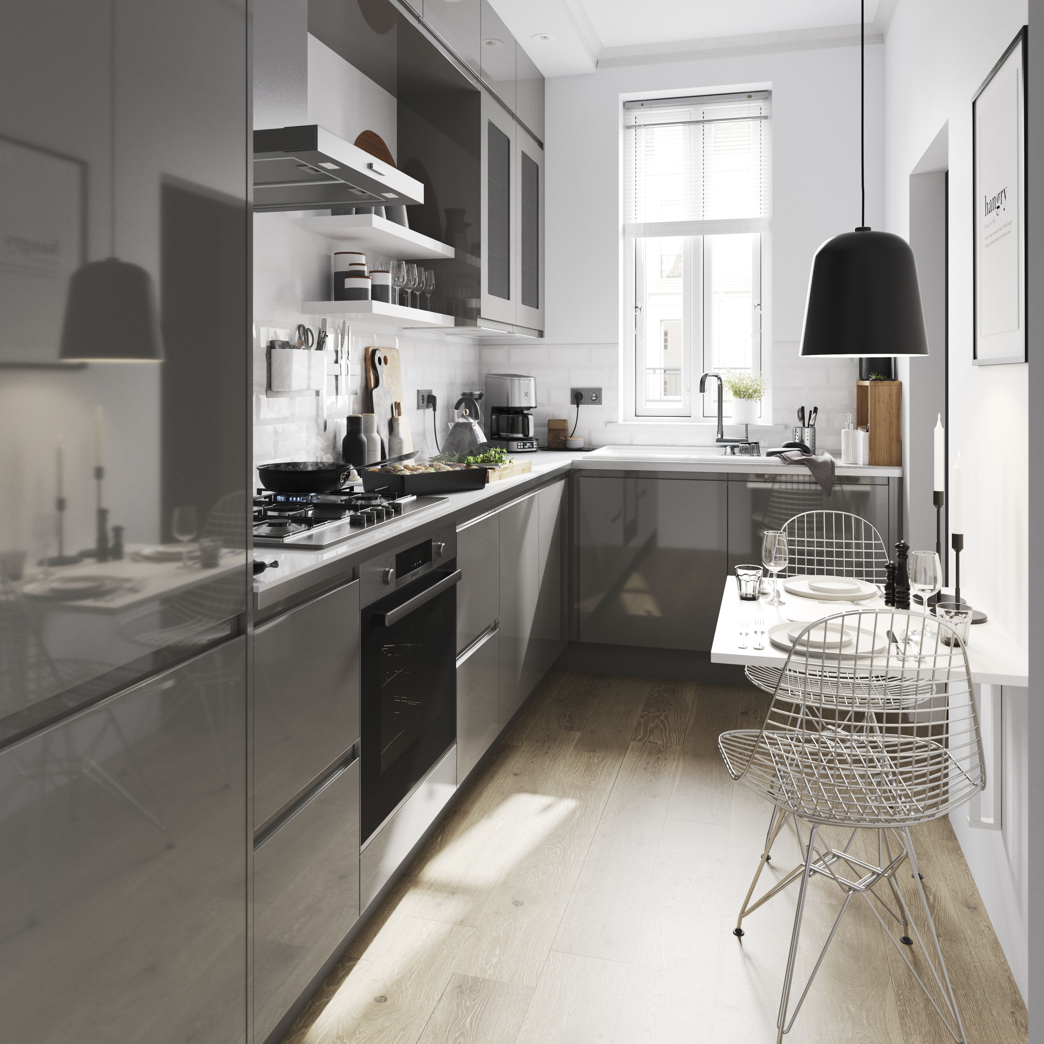 GoodHome Garcinia Integrated handle Gloss anthracite Contemporary Door ...