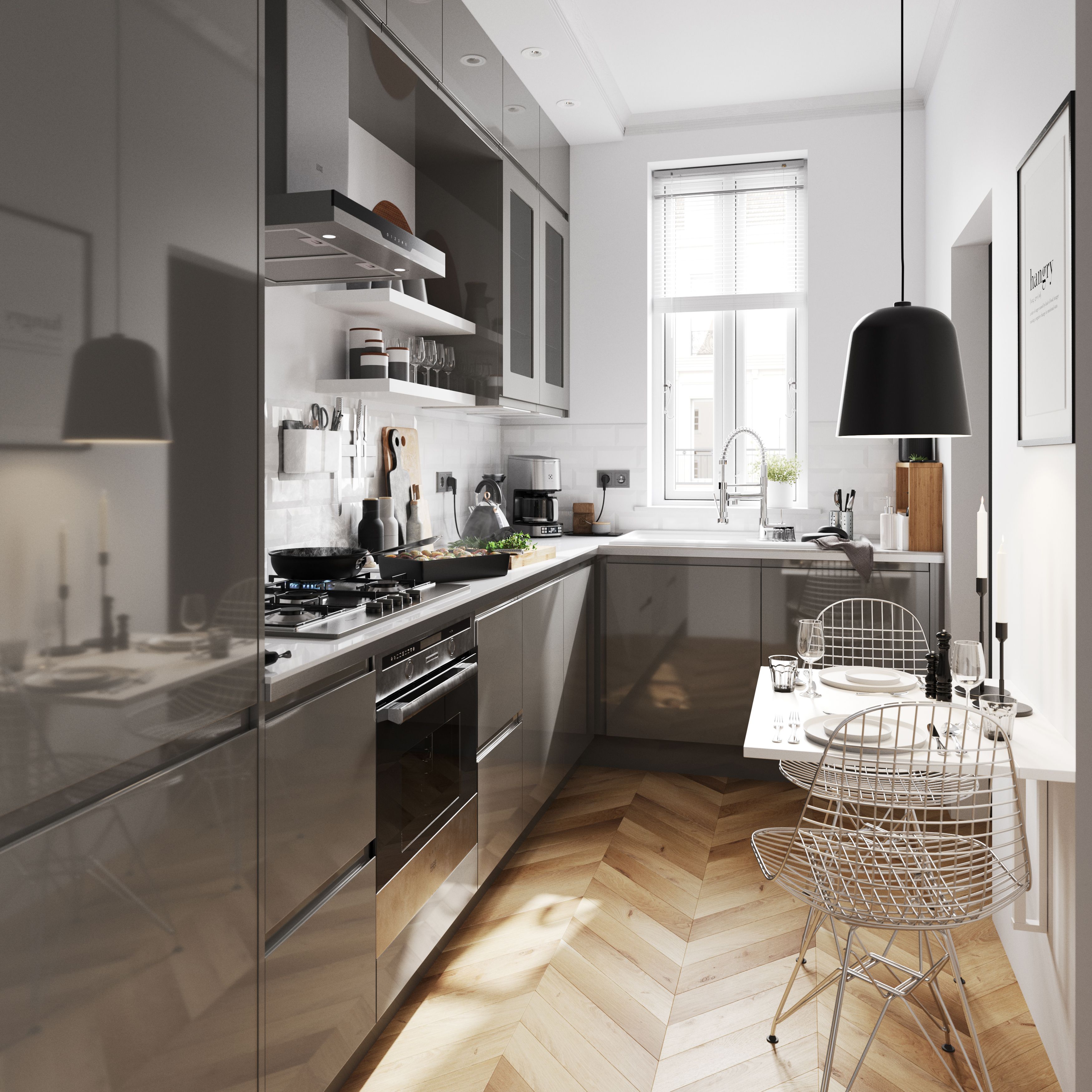 GoodHome Garcinia Integrated handle Gloss anthracite Contemporary Door ...