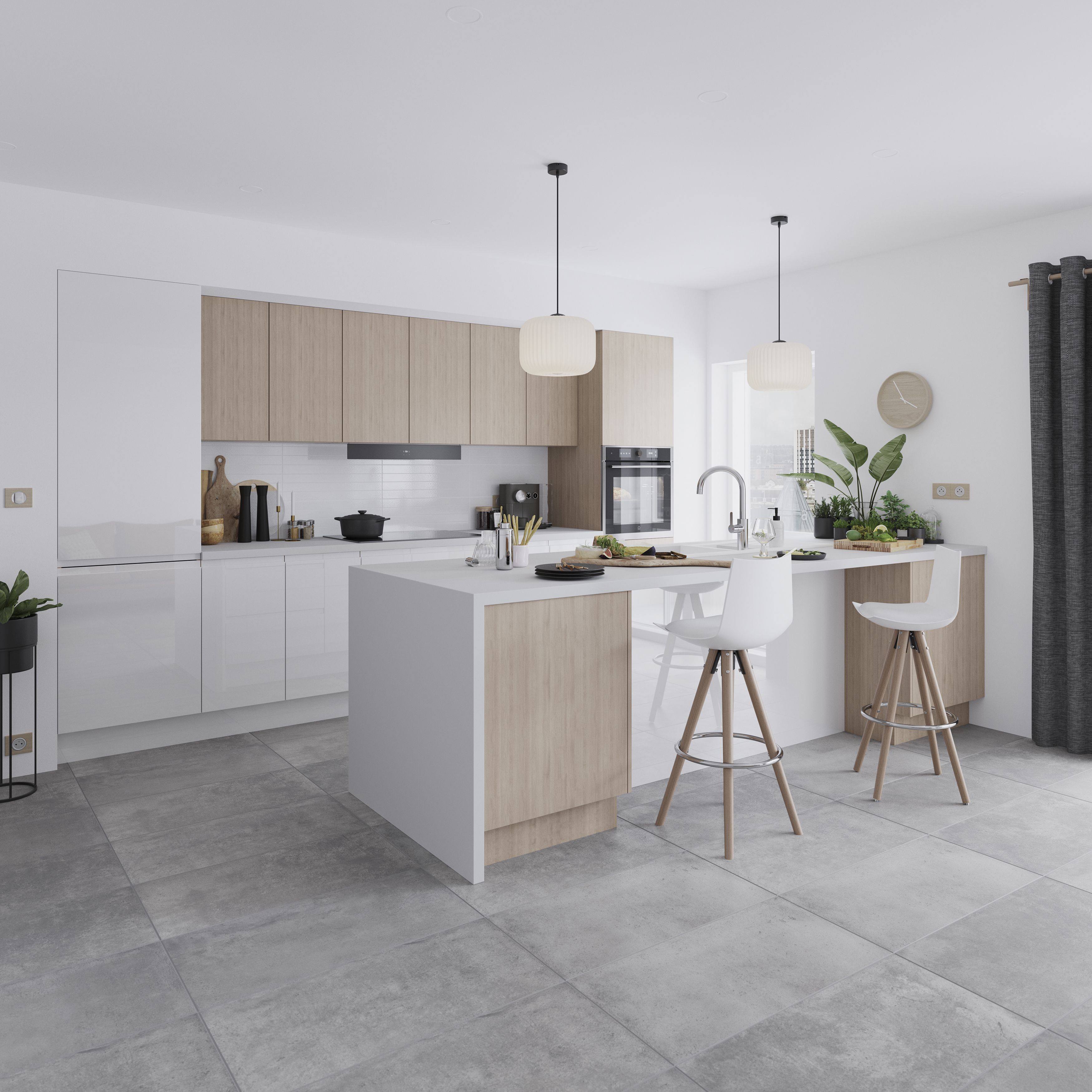 GoodHome Garcinia Integrated handle Gloss white Contemporary Door ...