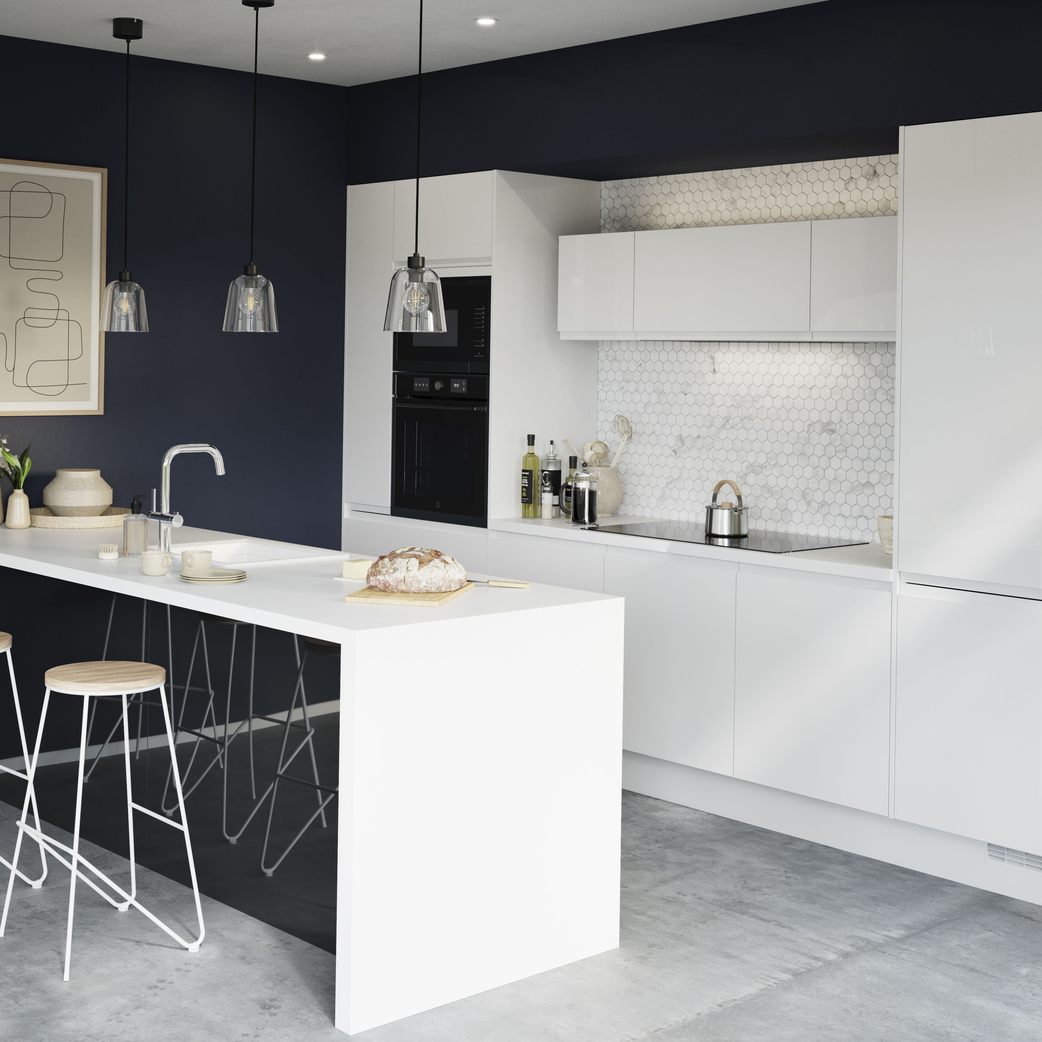 GoodHome Garcinia Integrated handle Gloss white Contemporary Door ...