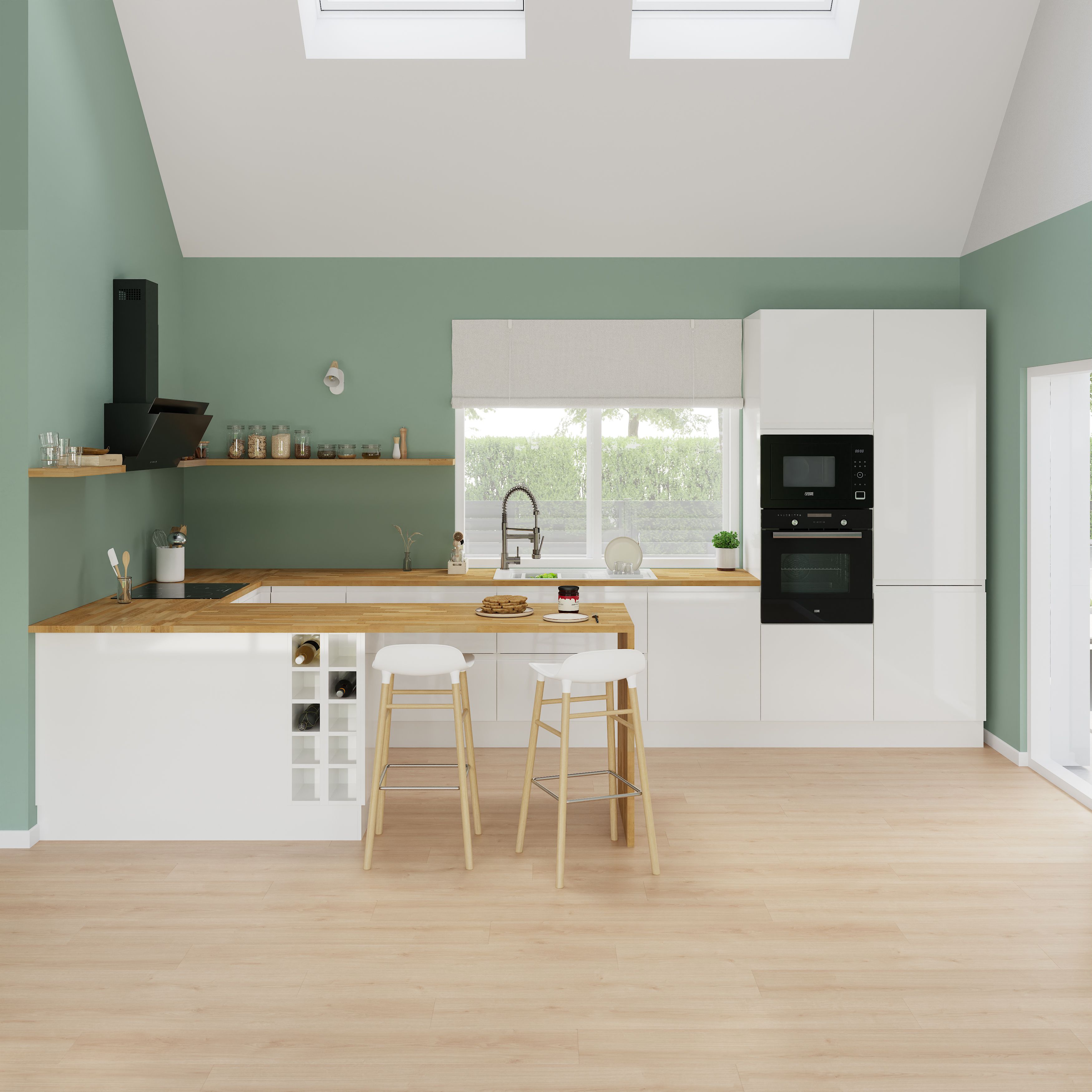 GoodHome Garcinia Integrated handle Gloss white Contemporary Door ...