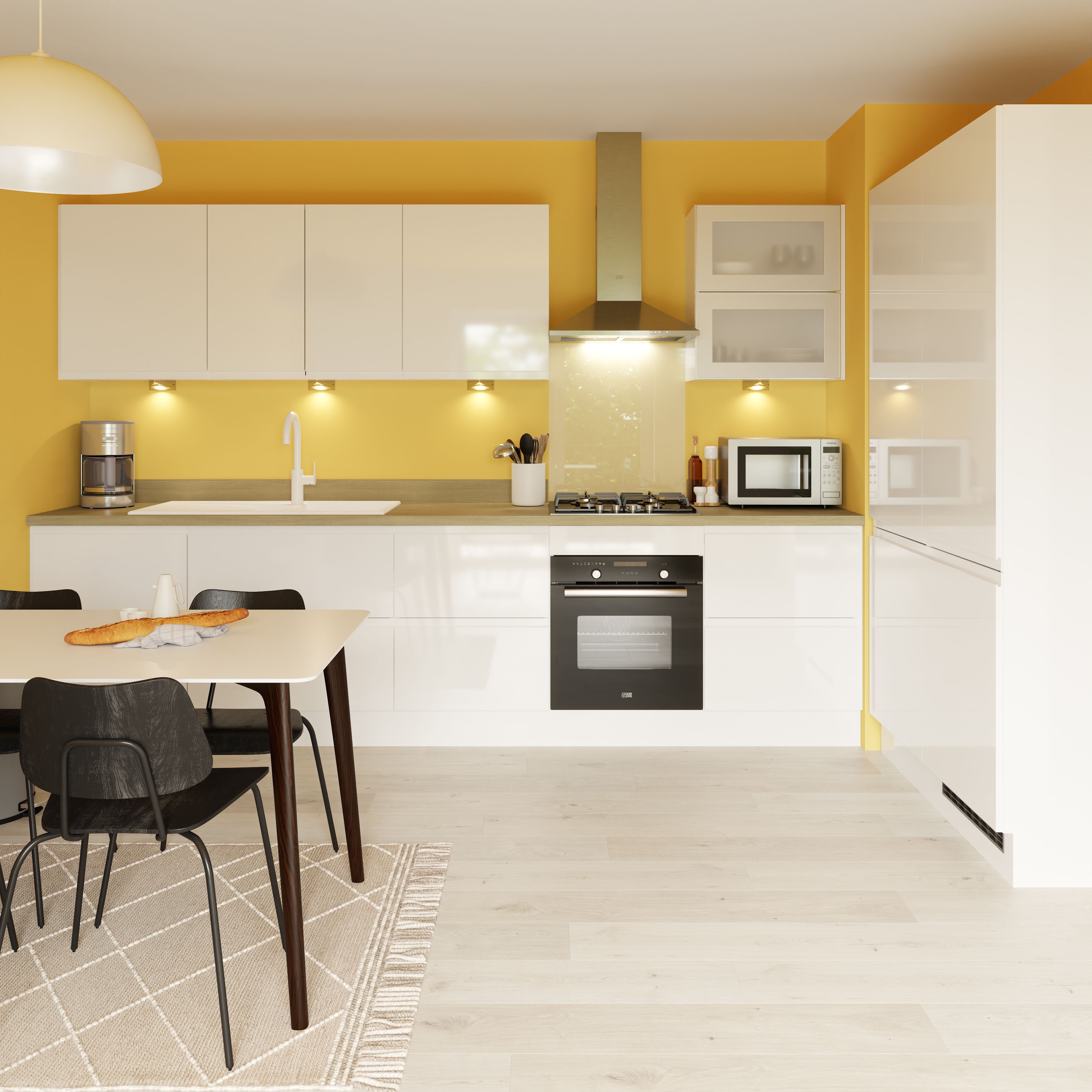 GoodHome Garcinia Integrated handle Gloss white Contemporary Door ...