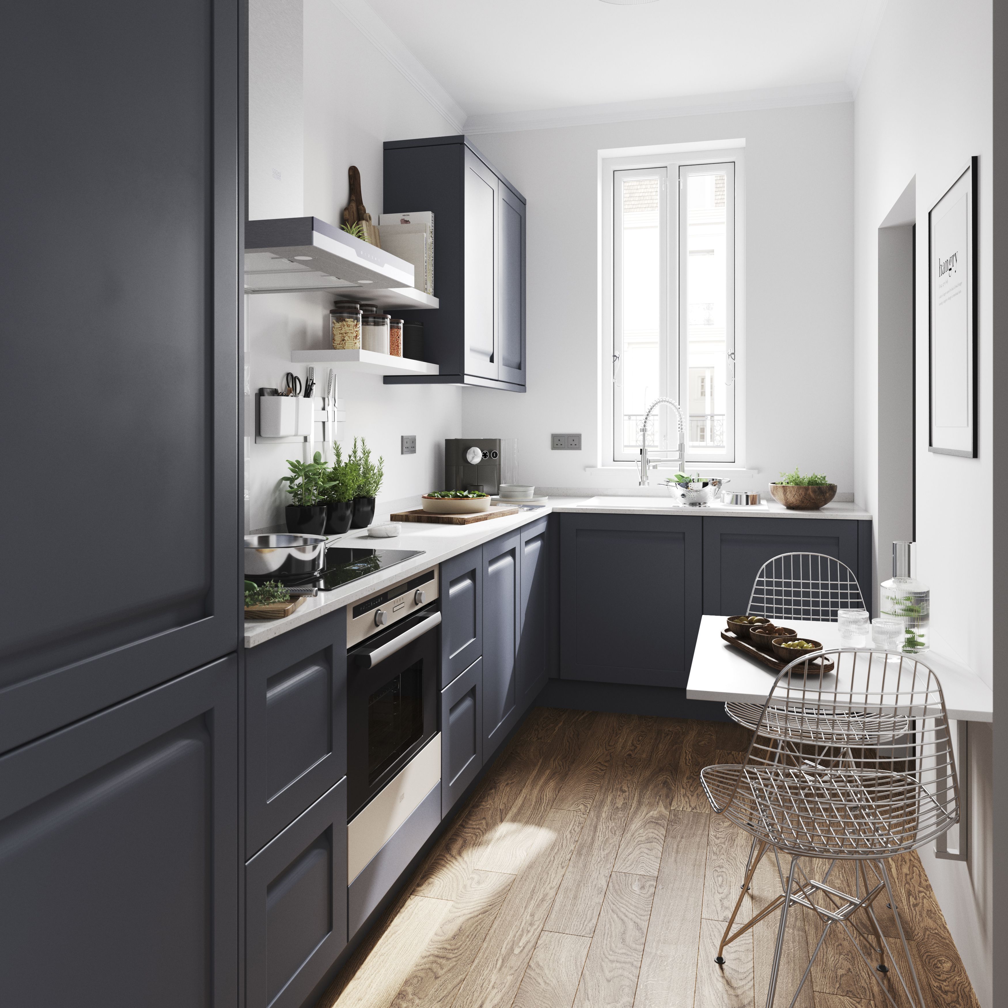 GoodHome Garcinia Matt navy blue Cornice & pelmet, (L)2400mm (H)35mm