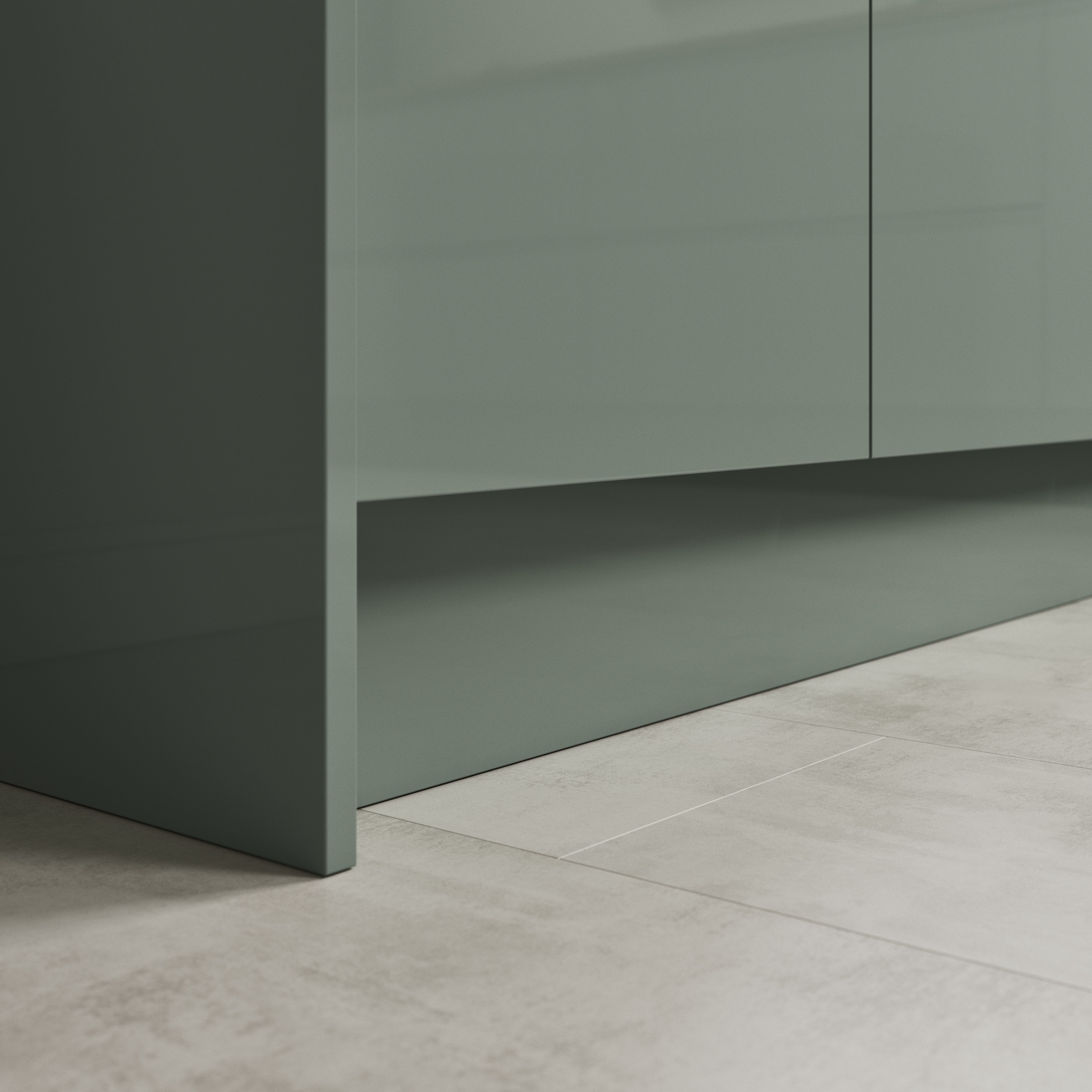 GoodHome Garcinia Reed Green Square edge Plinth, (L)2400mm