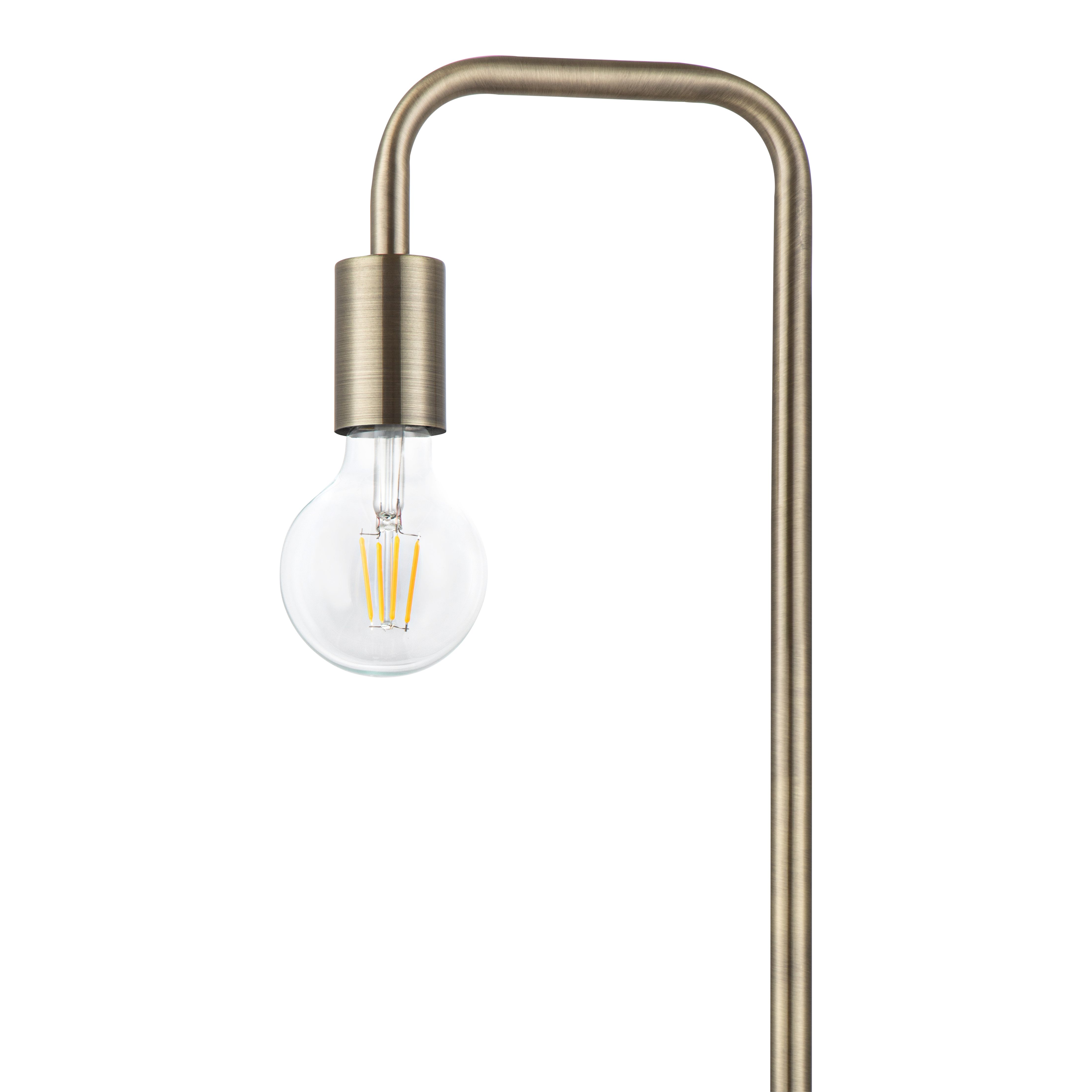 GoodHome Ghlin Satin Antique brass effect Floor lamp