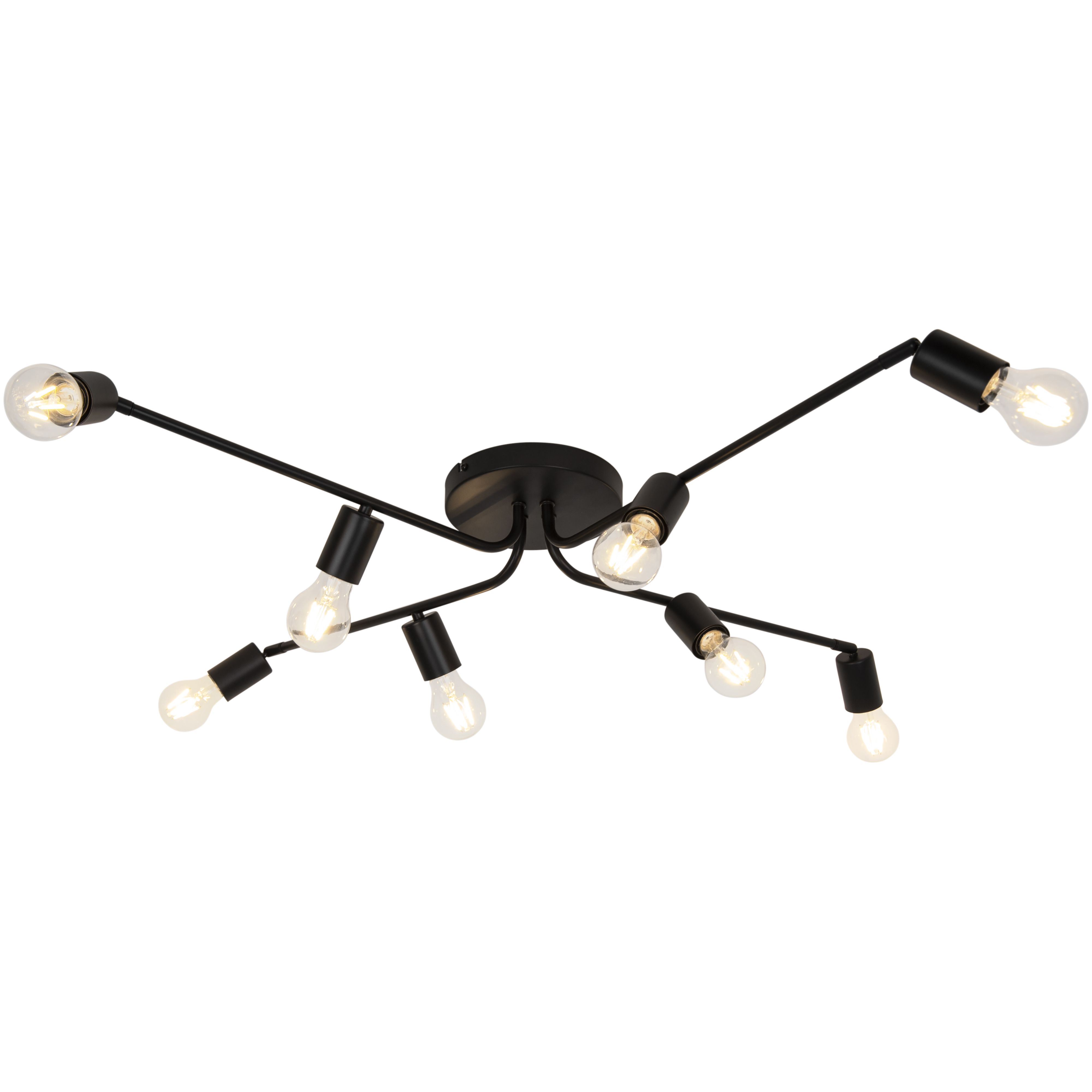 GOODHOME GHLIN SPIRAL MATT METAL BLACK 8 LAMP CEILING LIGHT