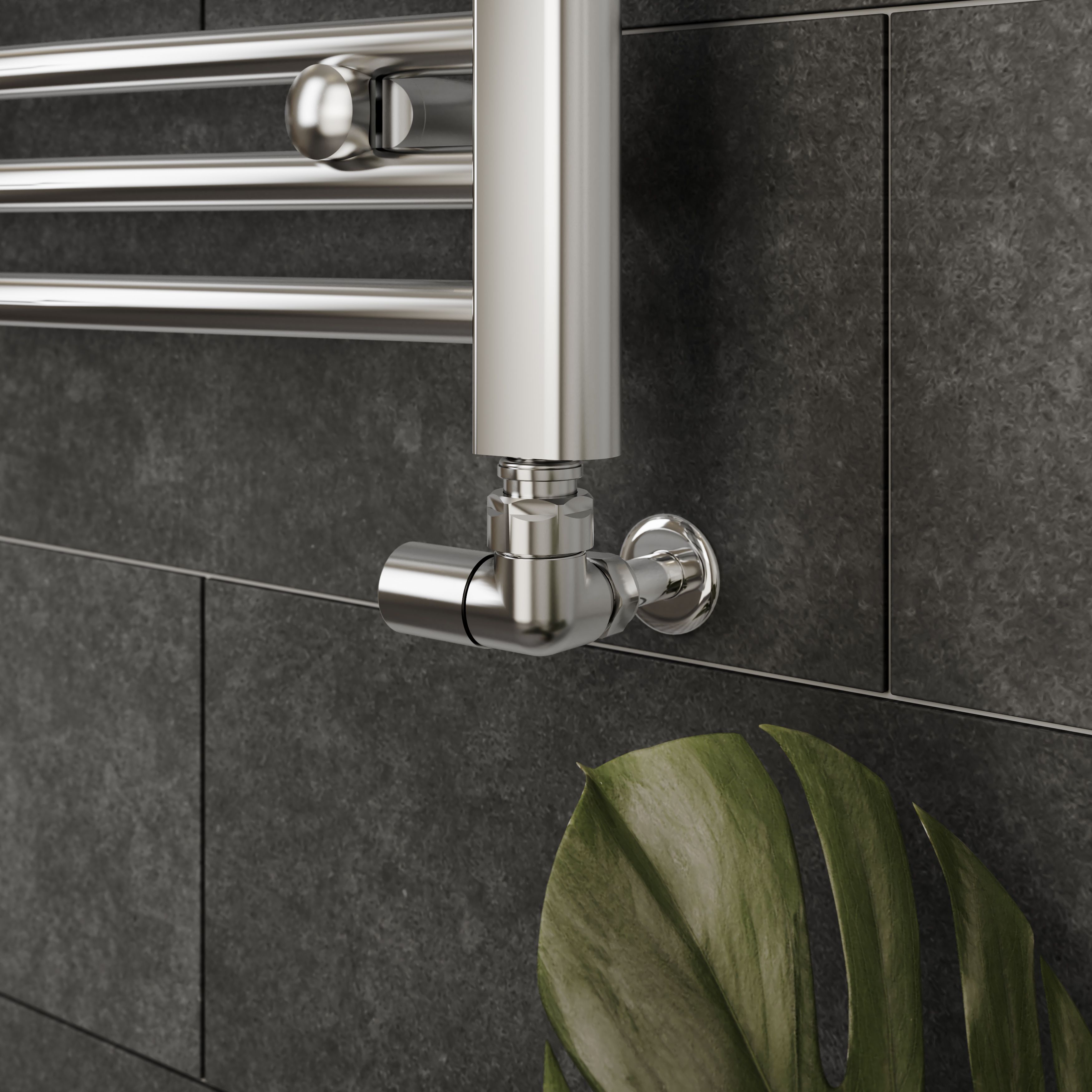 GoodHome Gloss chrome effect Corner Manual Radiator valve & lockshield ...
