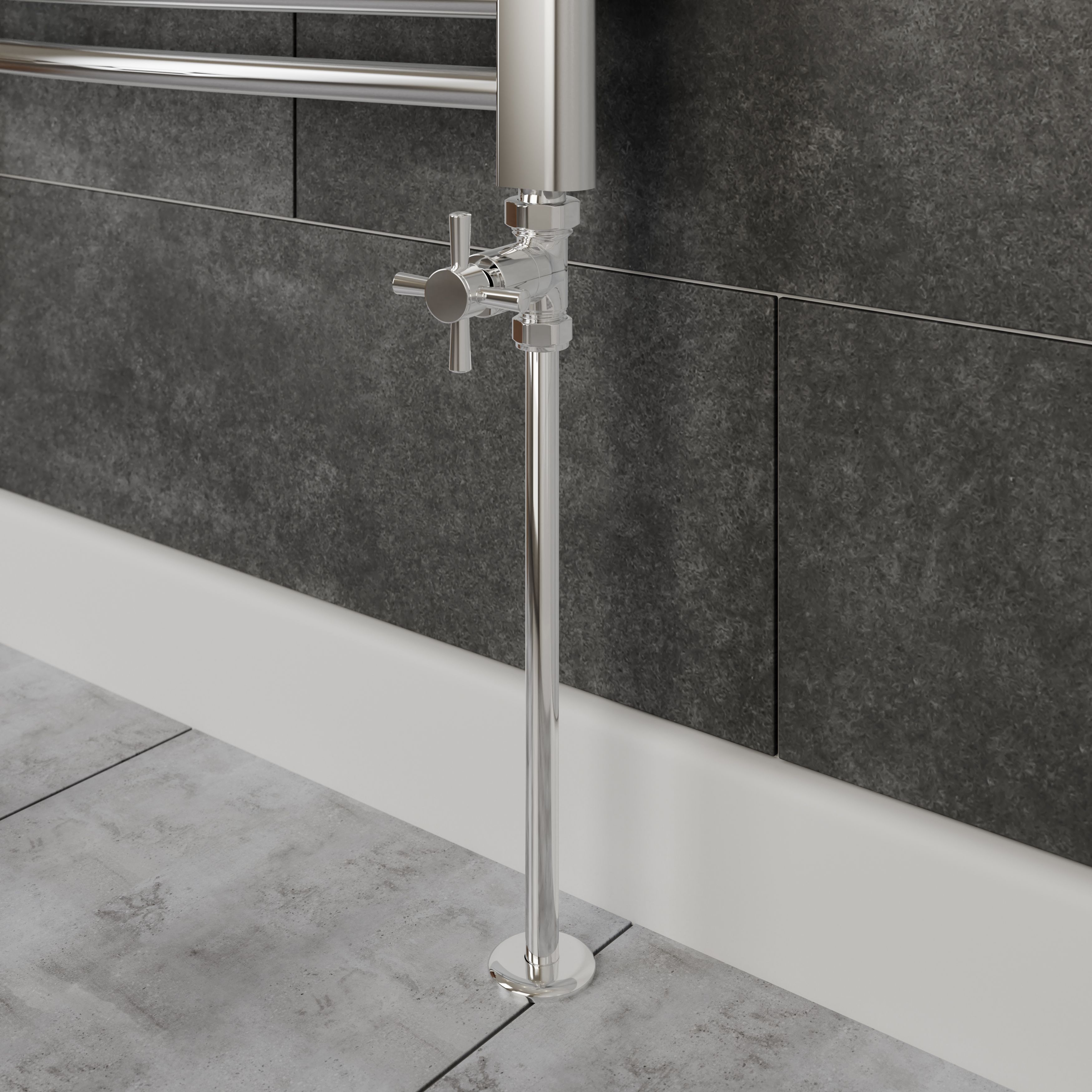 GoodHome Gloss chrome effect Straight Manual Radiator valve ...