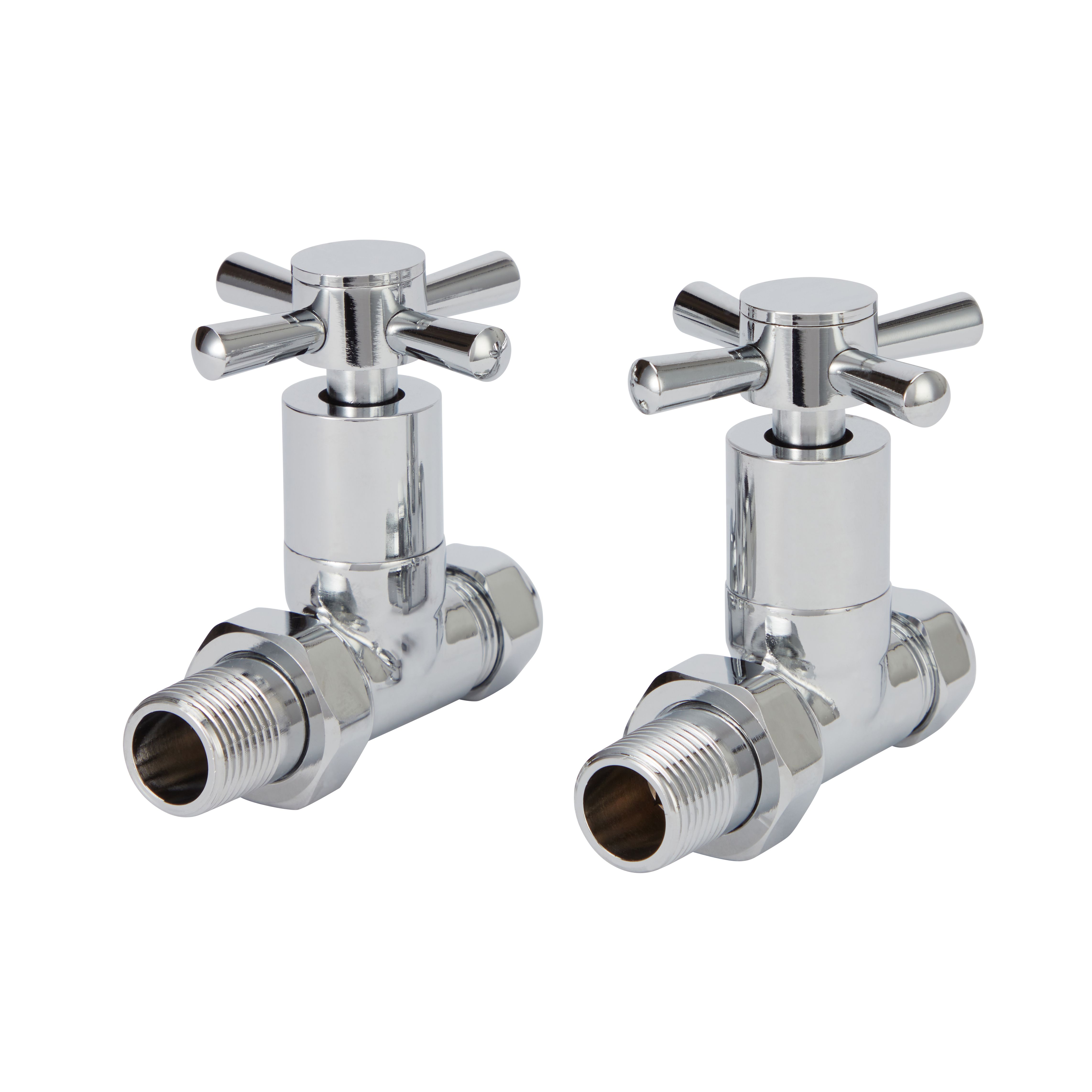 GoodHome Gloss chrome effect Straight Manual Radiator valve ...