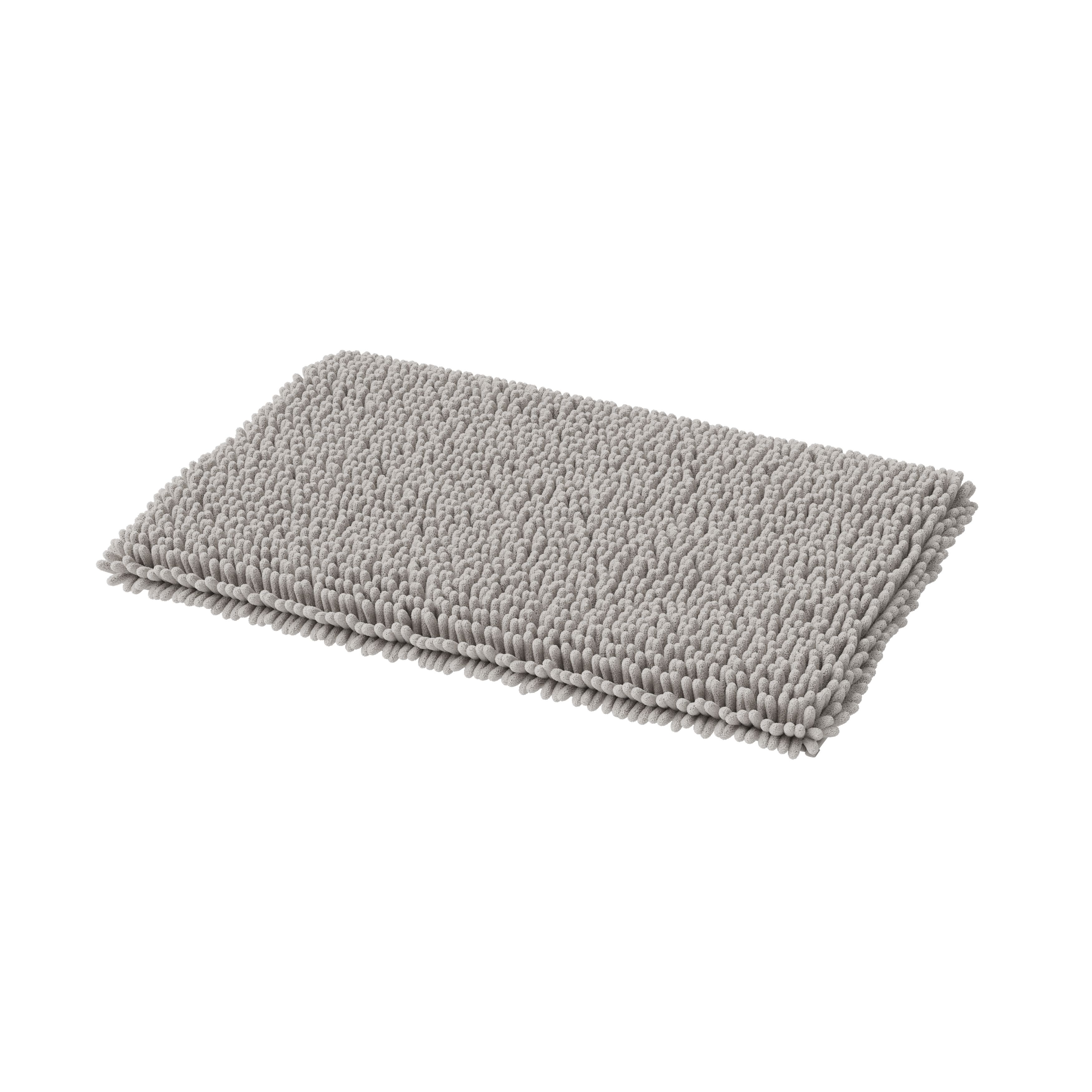 GoodHome Graphene Stone grey Polyester Anti-slip Bath mat (L)800mm (W ...