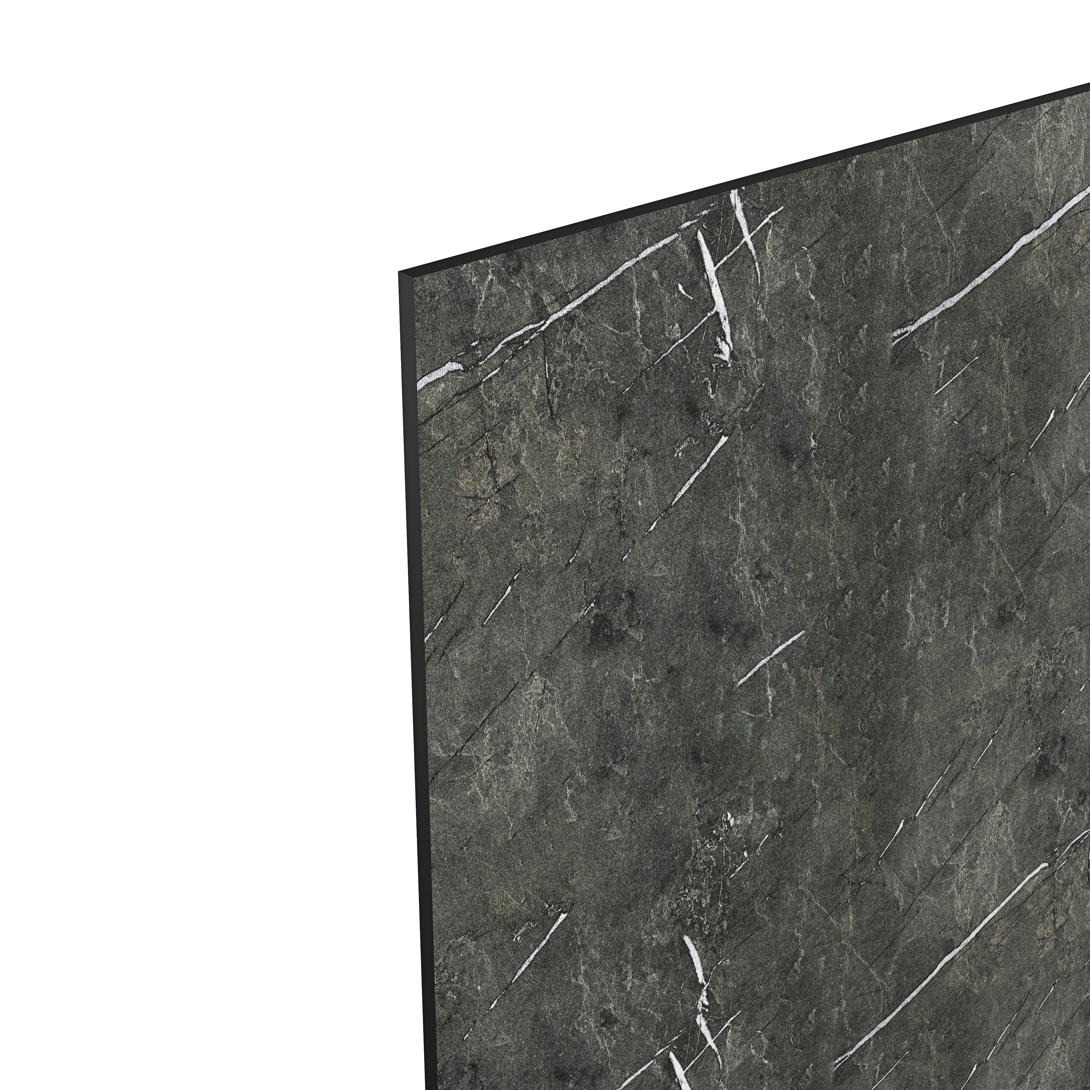 GoodHome Grey Marble effect Paper & resin Back panel, (H)600mm (W ...