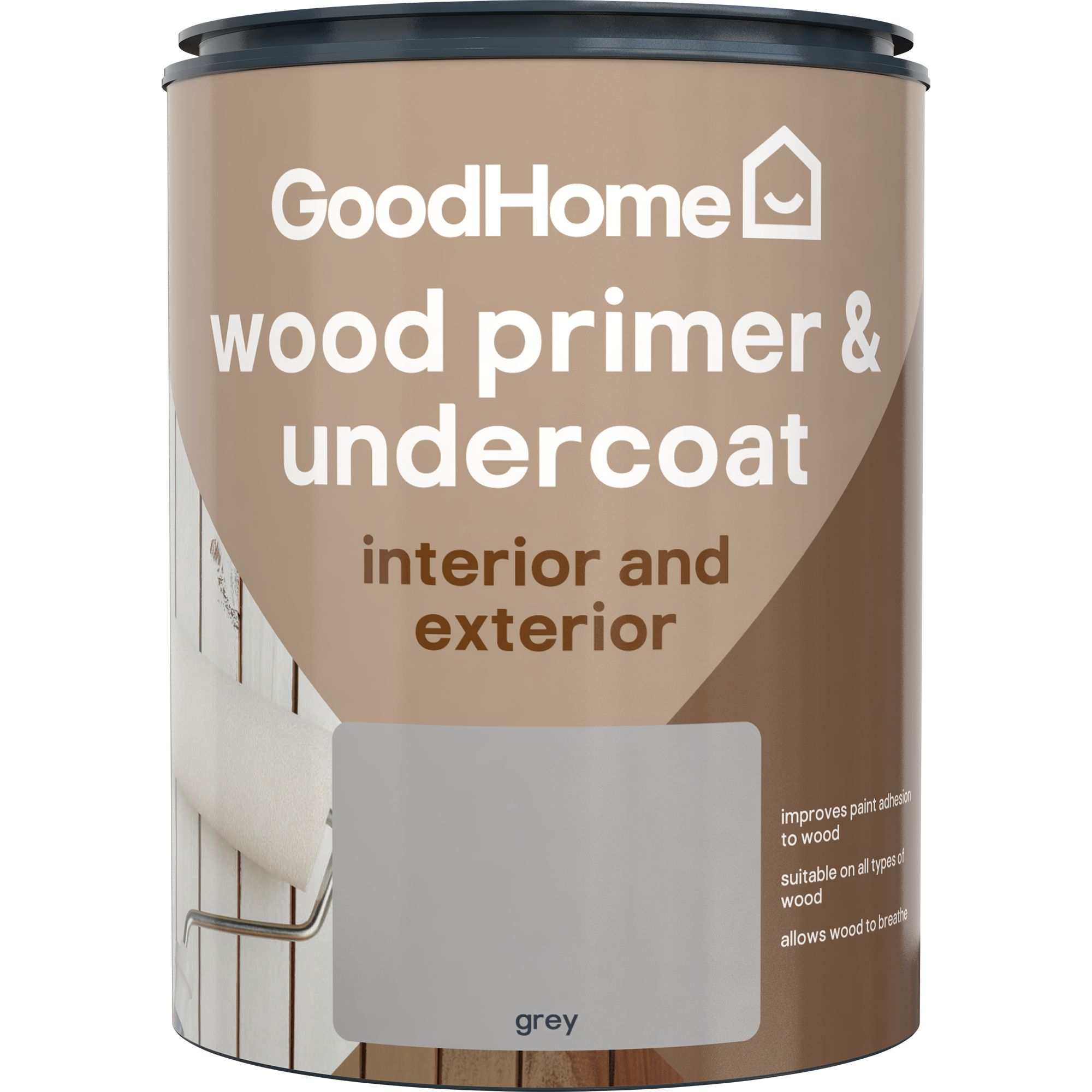 GoodHome Grey Multi-surface Wood Primer & undercoat, 750ml