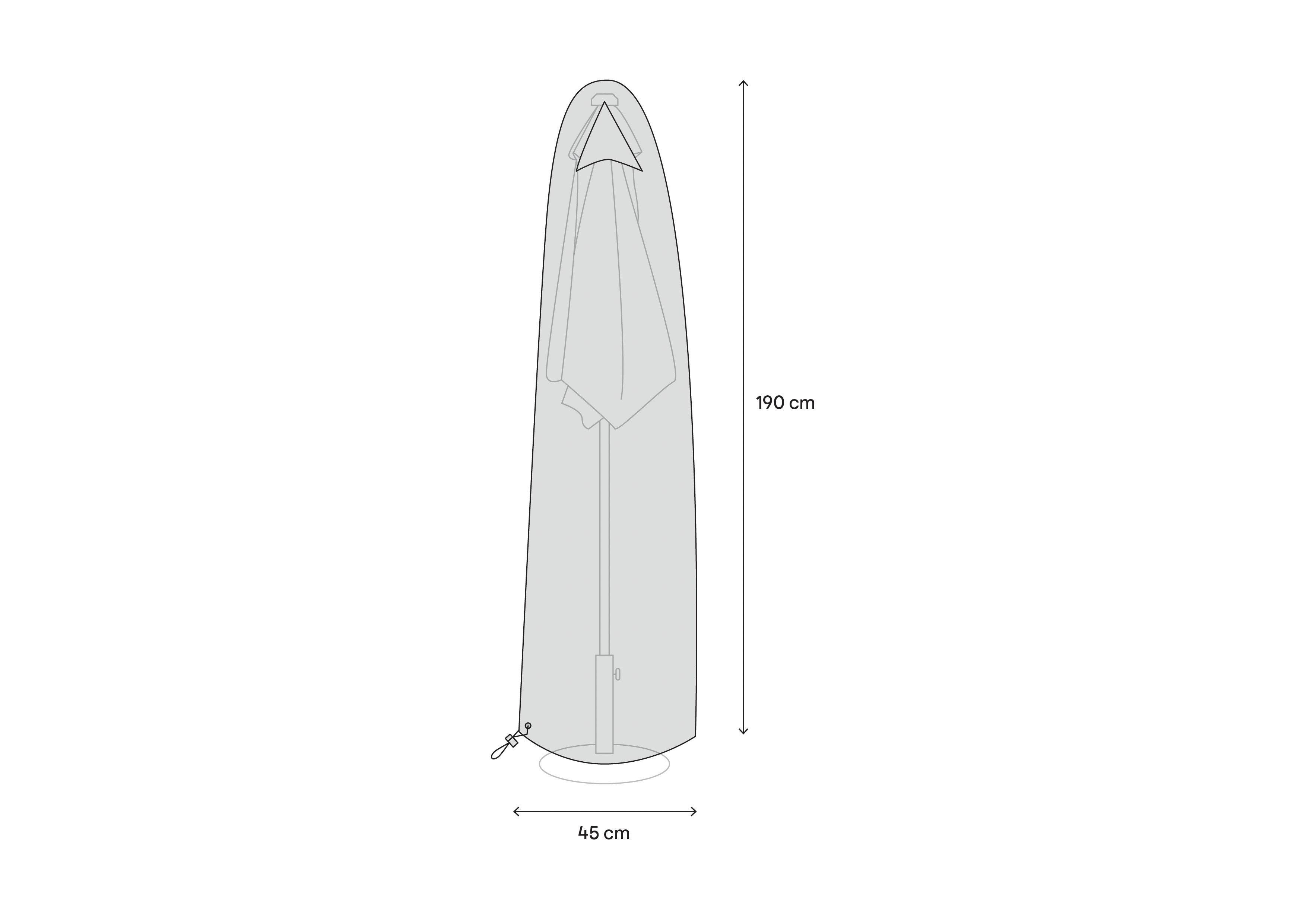 GOODHOME GREY PARASOL COVER (H) 1900MM X (W) 450MM