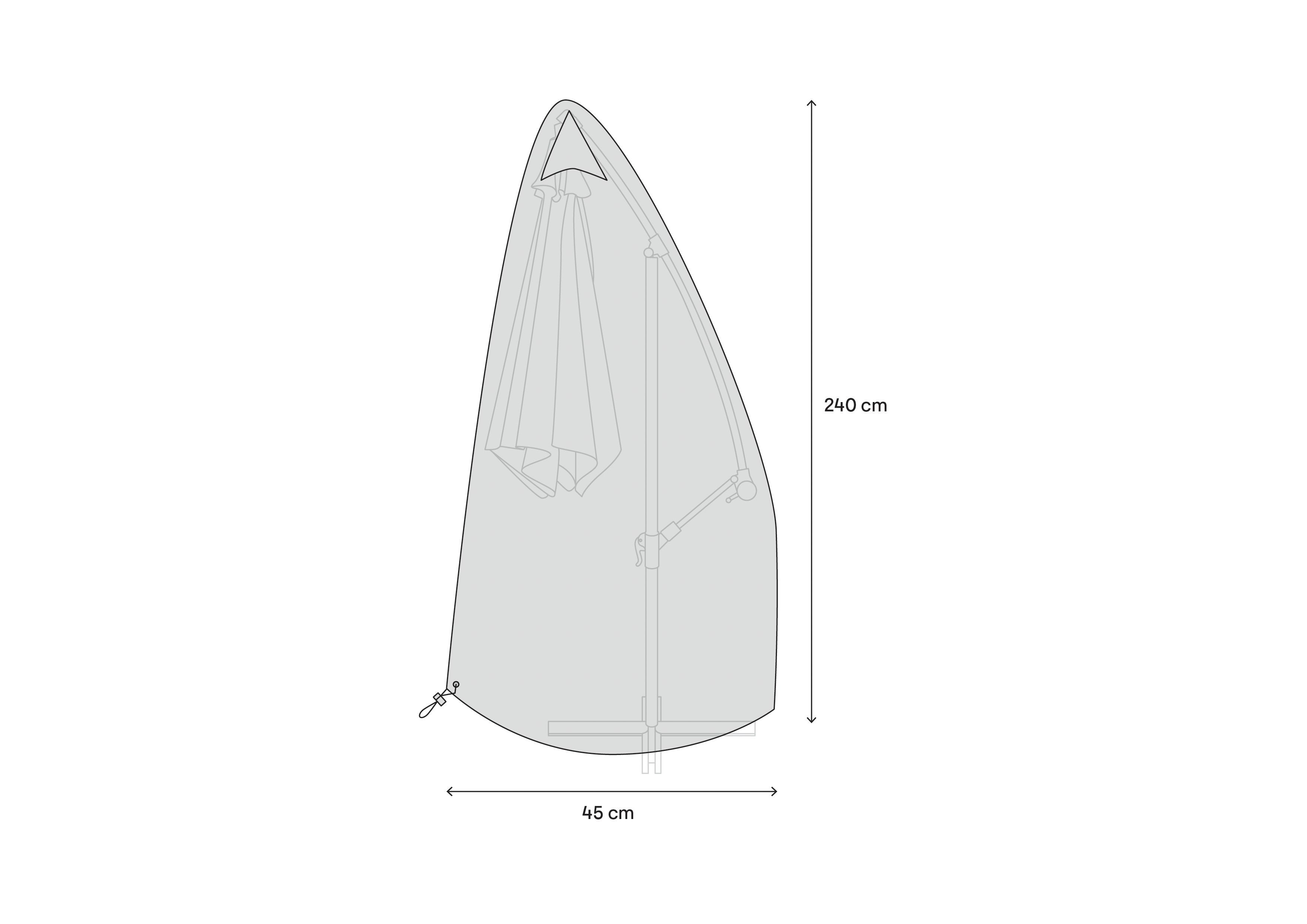 GoodHome Grey Parasol cover (H) 2400mm x (W) 450mm