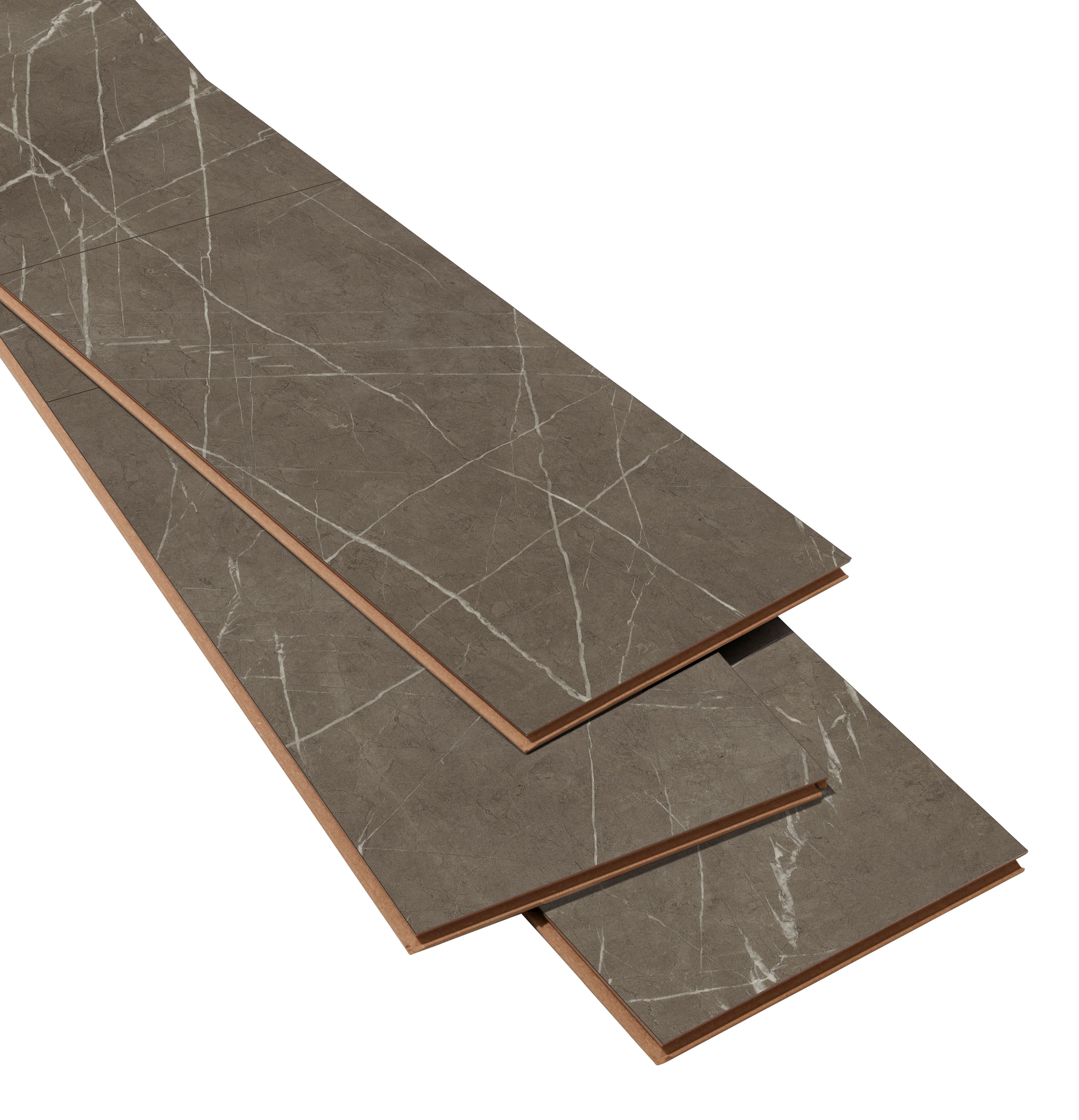 GoodHome Grey & White Marble Tile effect Laminate Flooring Sample | DIY ...