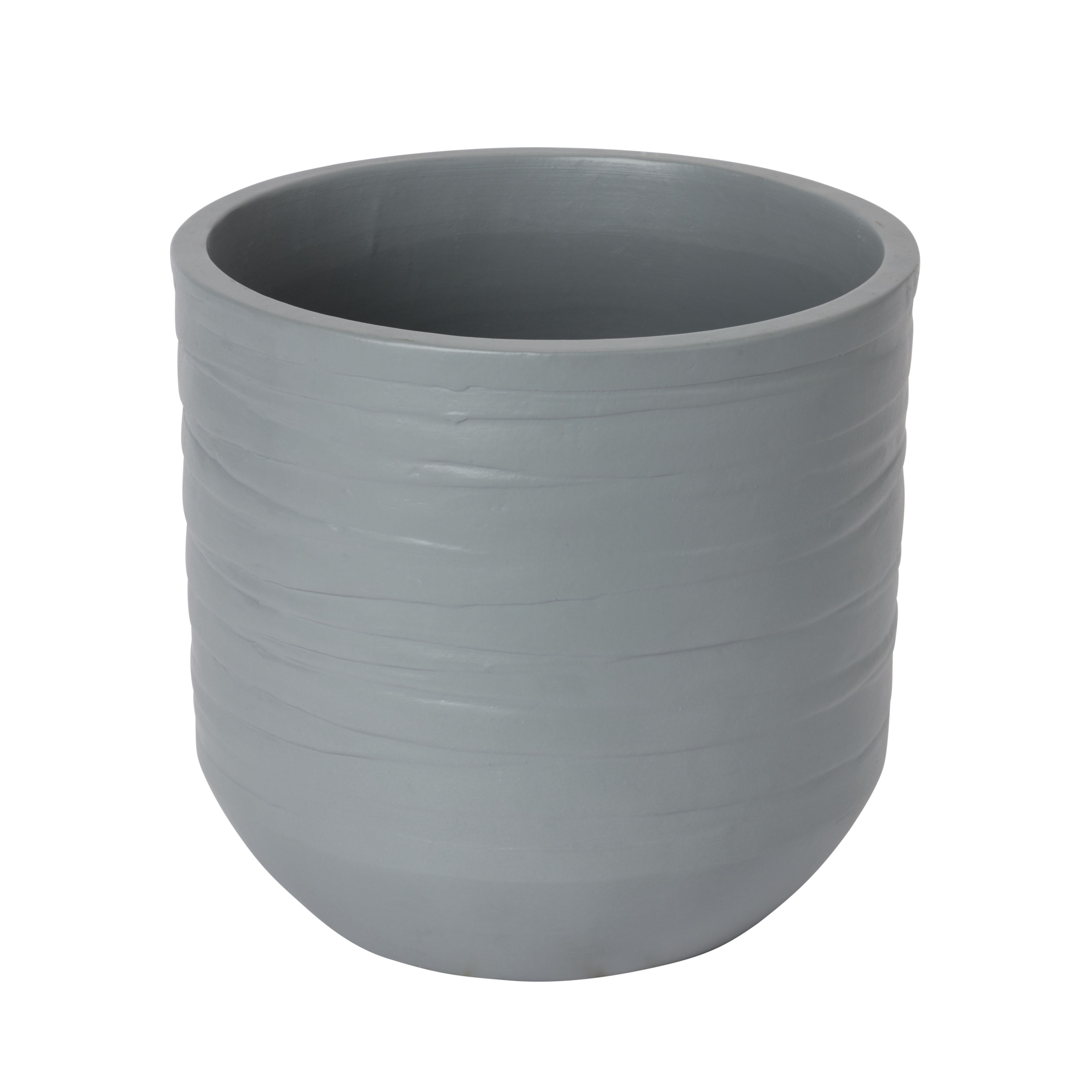 GoodHome Griffin Ceramic Ribbon Circular Plant pot (Dia) 24.3cm, (H ...