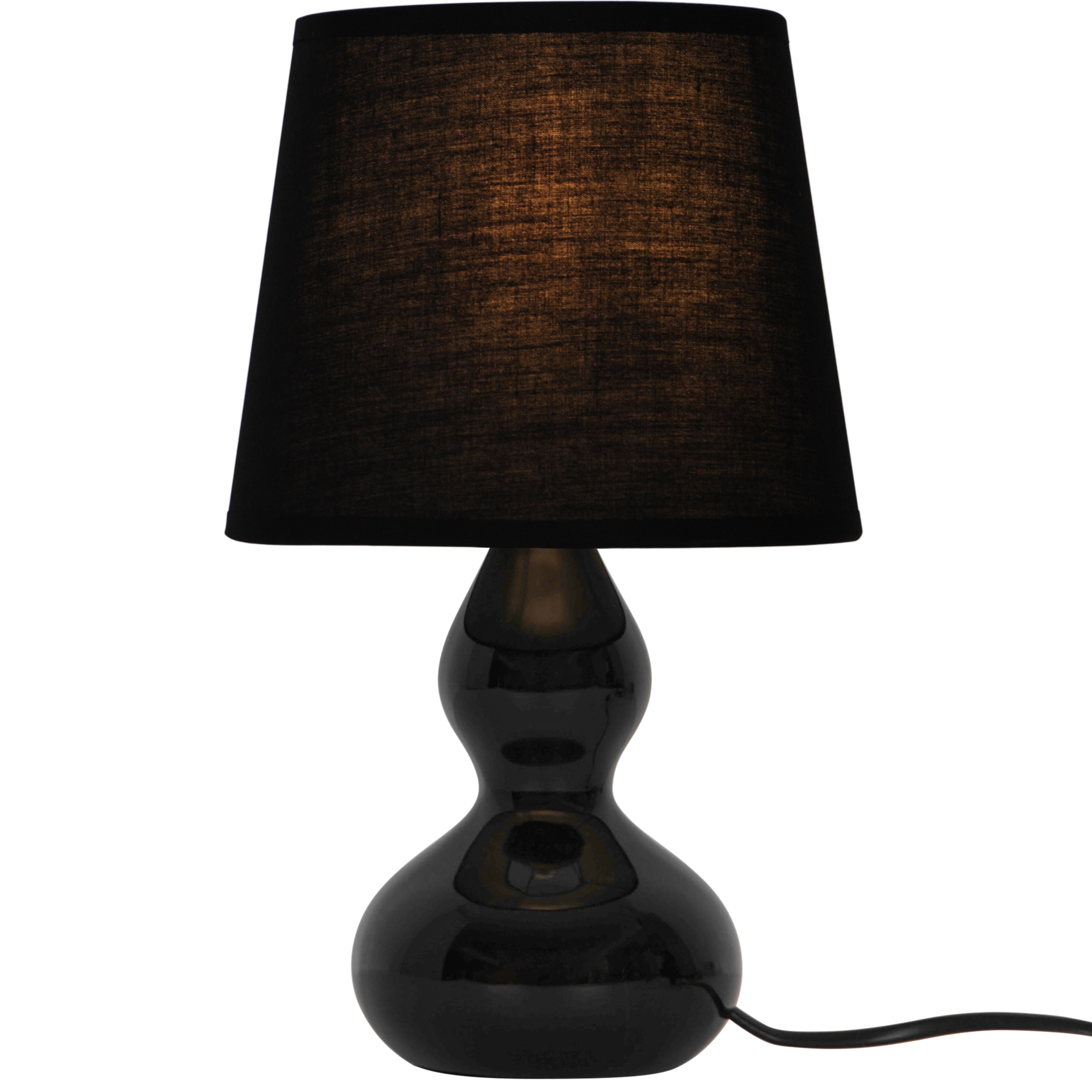 GoodHome Grimsby Gloss Black Round Table lamp
