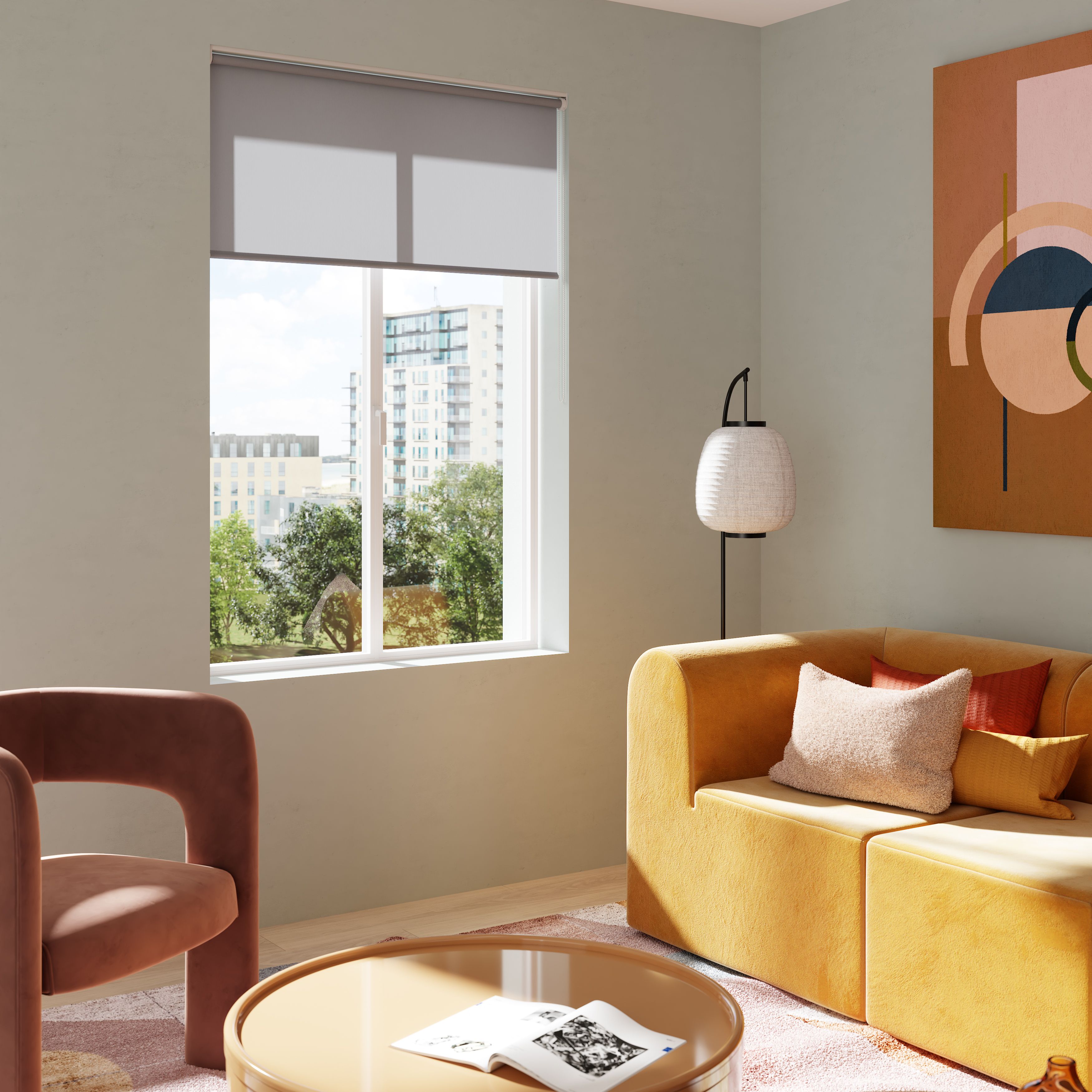 GoodHome Halo Corded Concrete grey Daylight Roller Blind (W)180cm (L)180cm