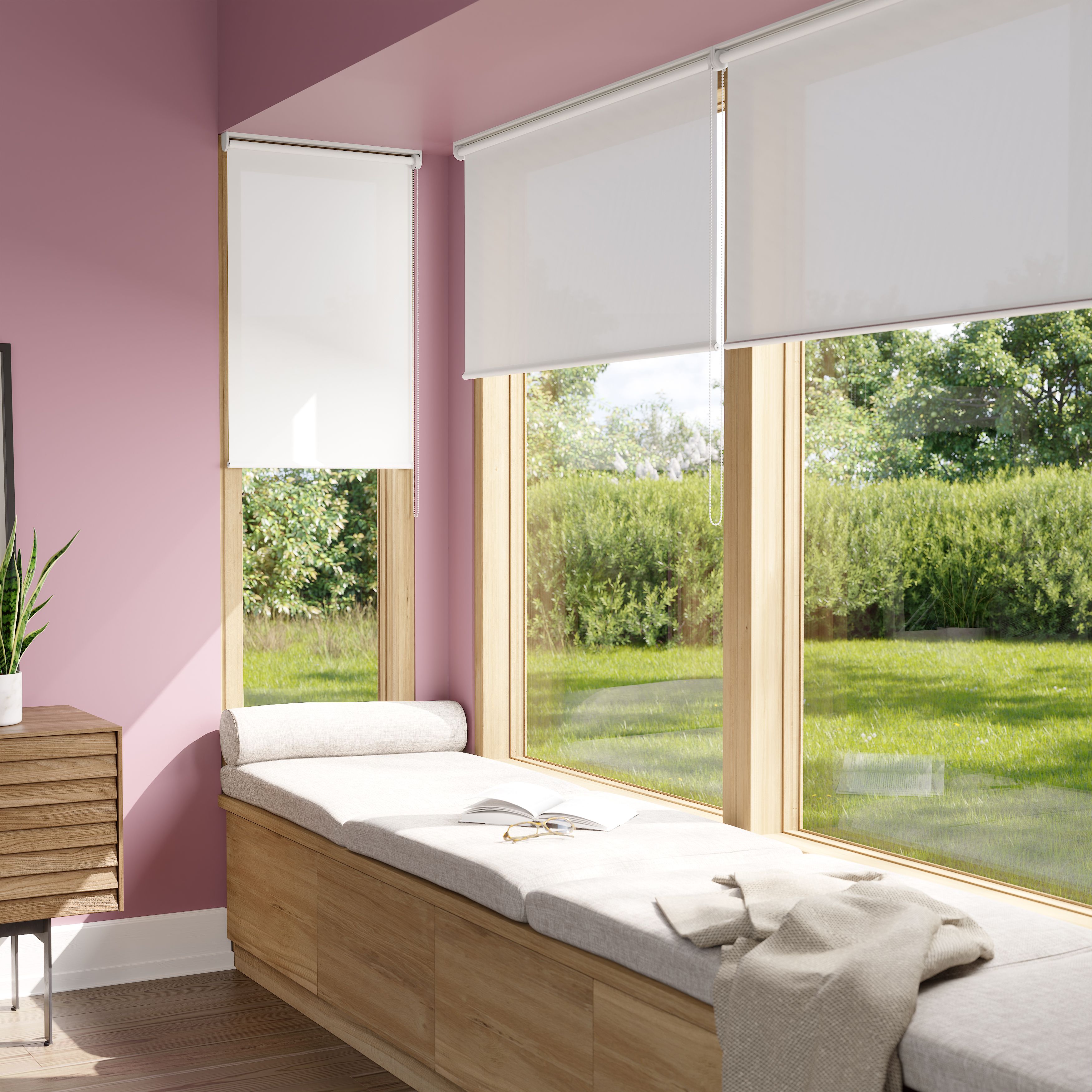 GoodHome Halo Corded Off white Daylight Roller Blind (W)60cm (L)180cm