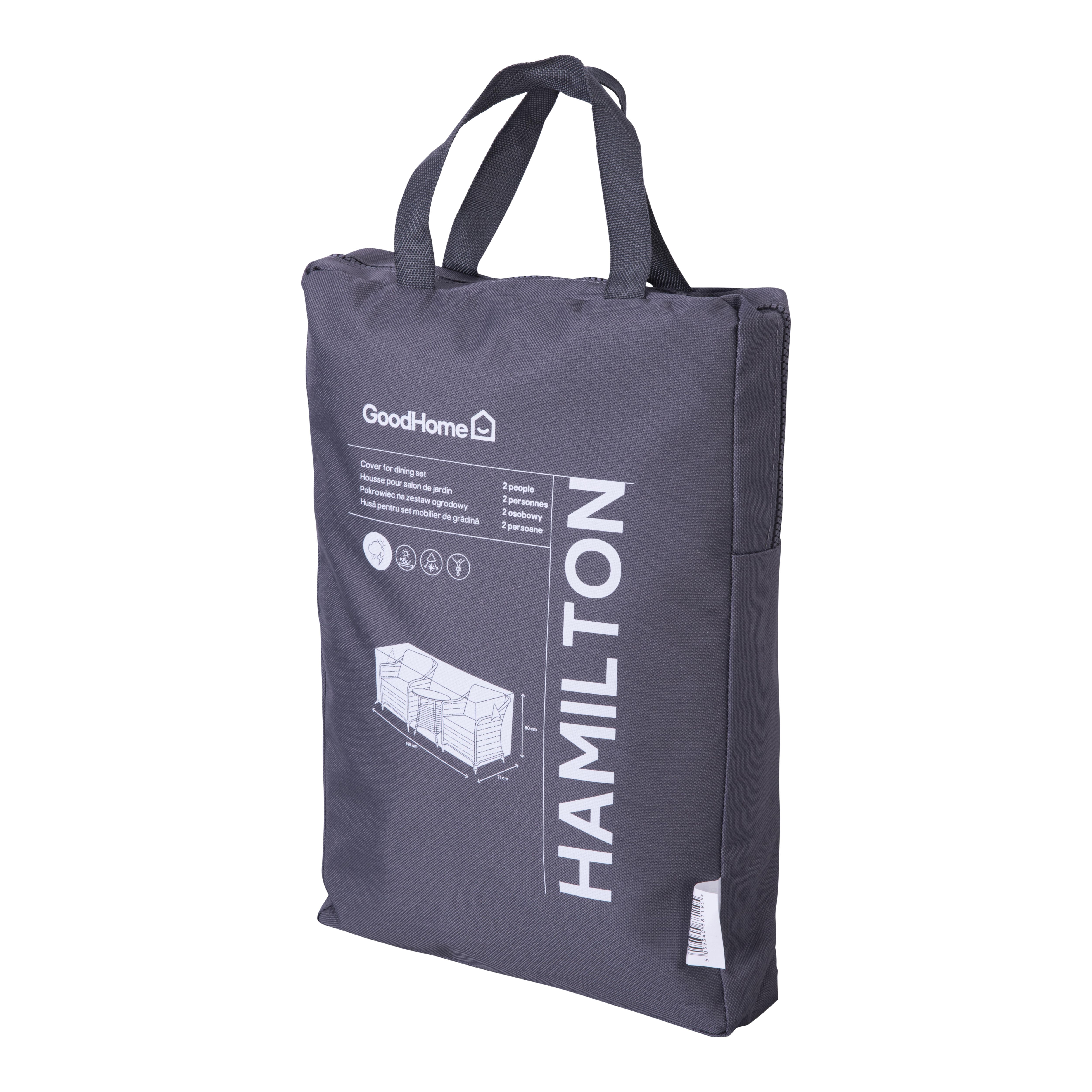 Shop GoodHome Hamilton Grey Rectangular Dining set cover 80cm (H) 73cm(W) 112cm (L)