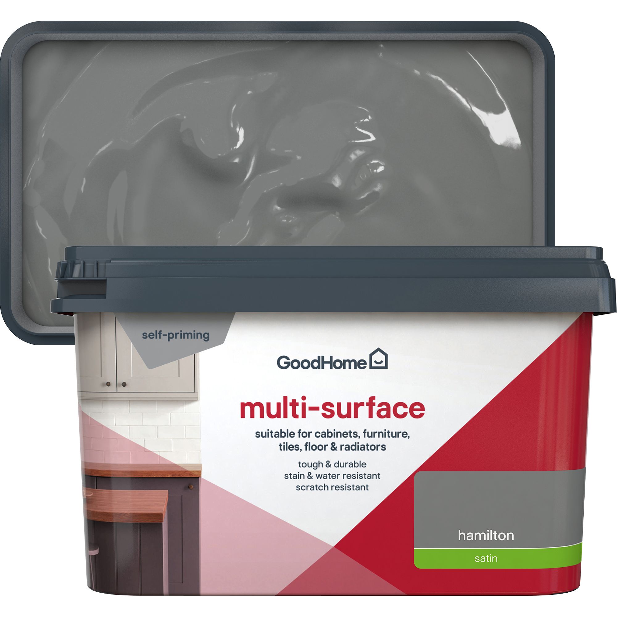 GoodHome Hamilton Satin Multi-surface paint, 2L