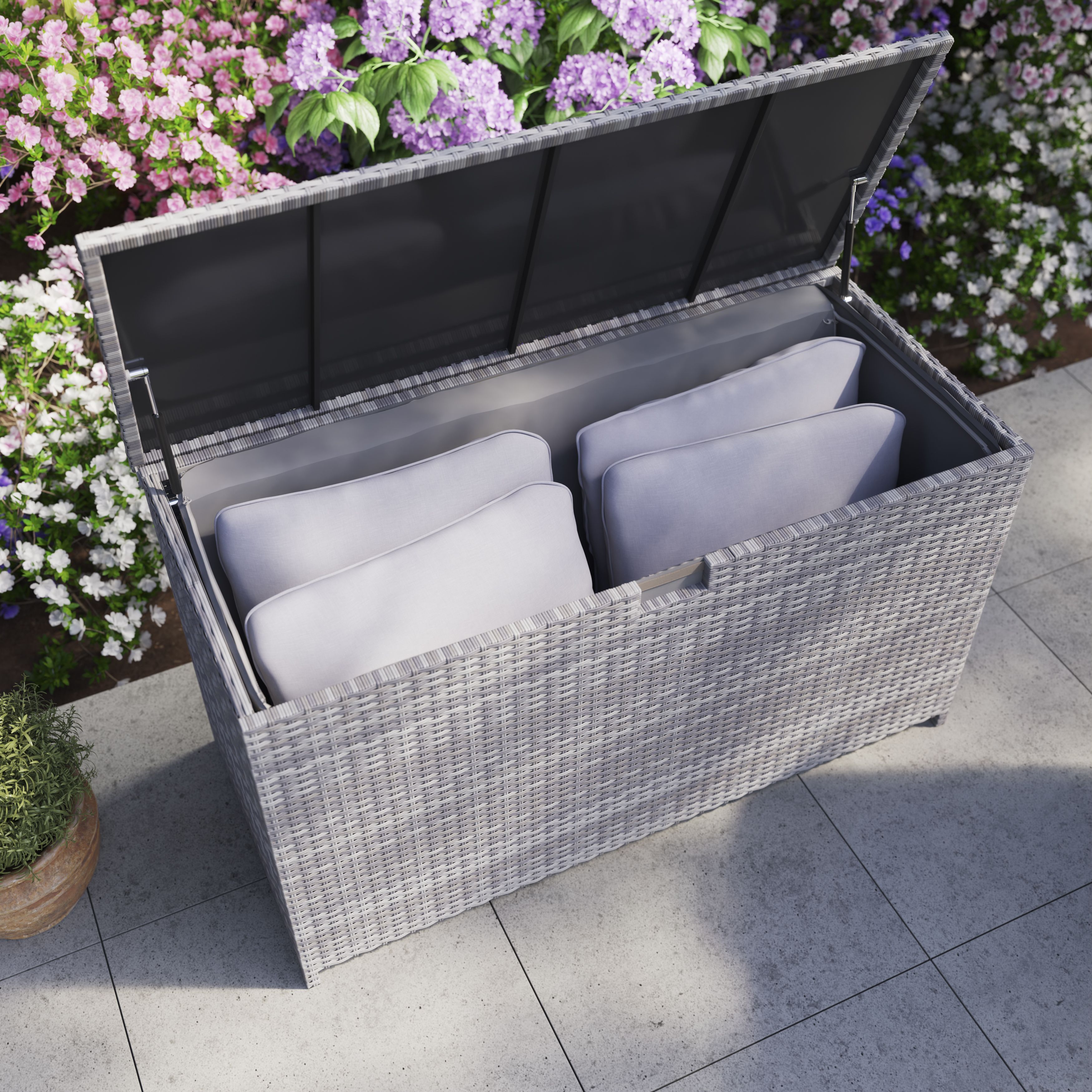 GoodHome Hamilton Steeple grey Plastic Rattan effect Storage box (W ...