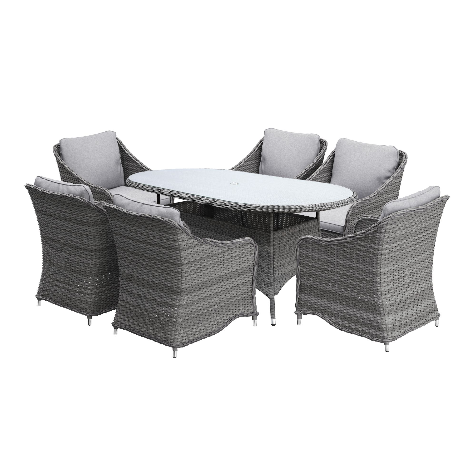 GoodHome Hamilton Steeple grey Rattan effect 6 seater Dining set | DIY ...