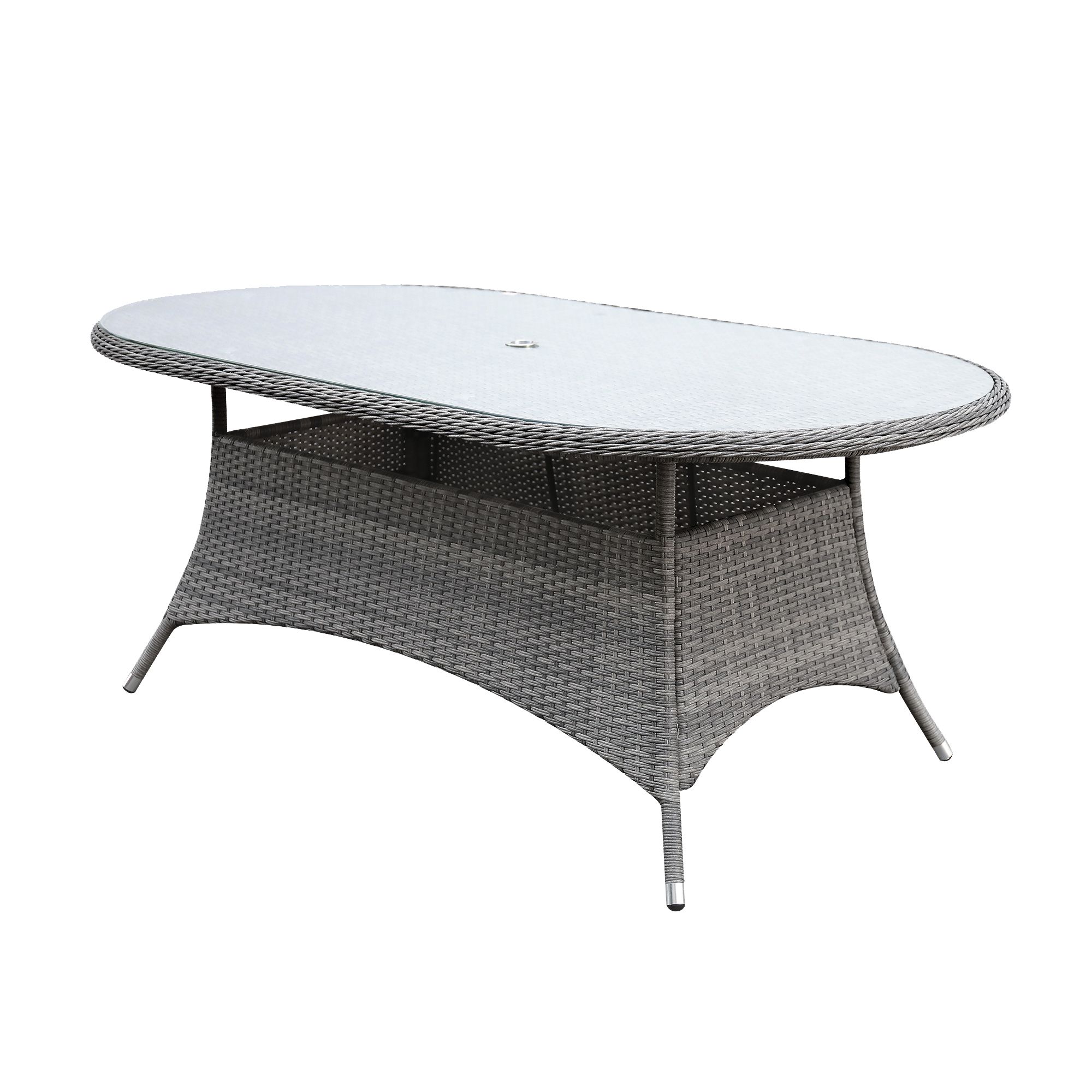 GoodHome Hamilton Steeple grey Rattan effect 6 seater Oval Table