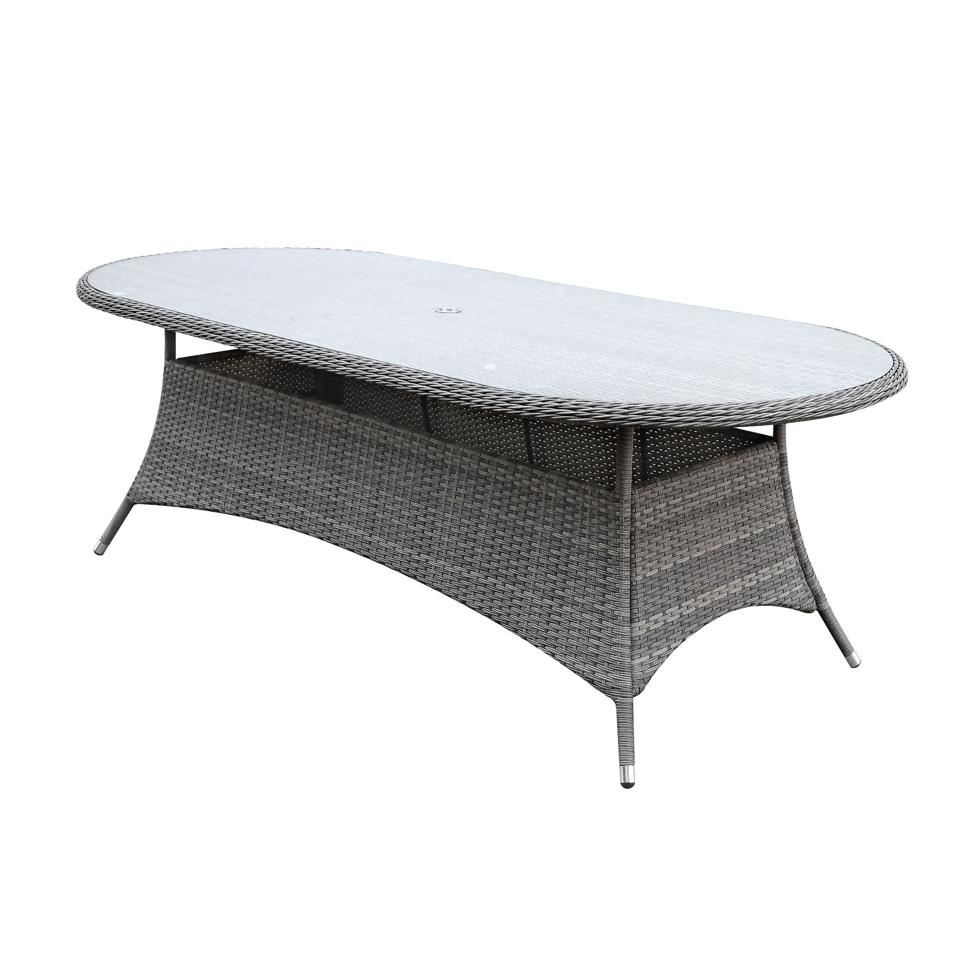 GoodHome Hamilton Steeple grey Rattan effect 8 seater Oval Dining table ...