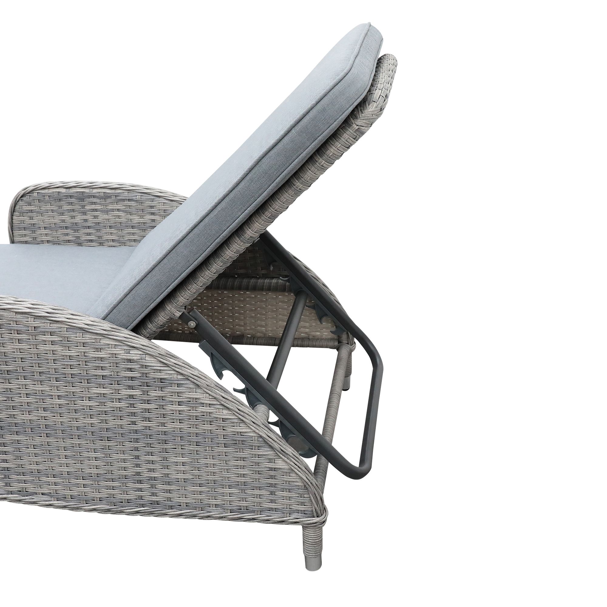 GoodHome Hamilton Steeple grey Rattan effect Sun lounger